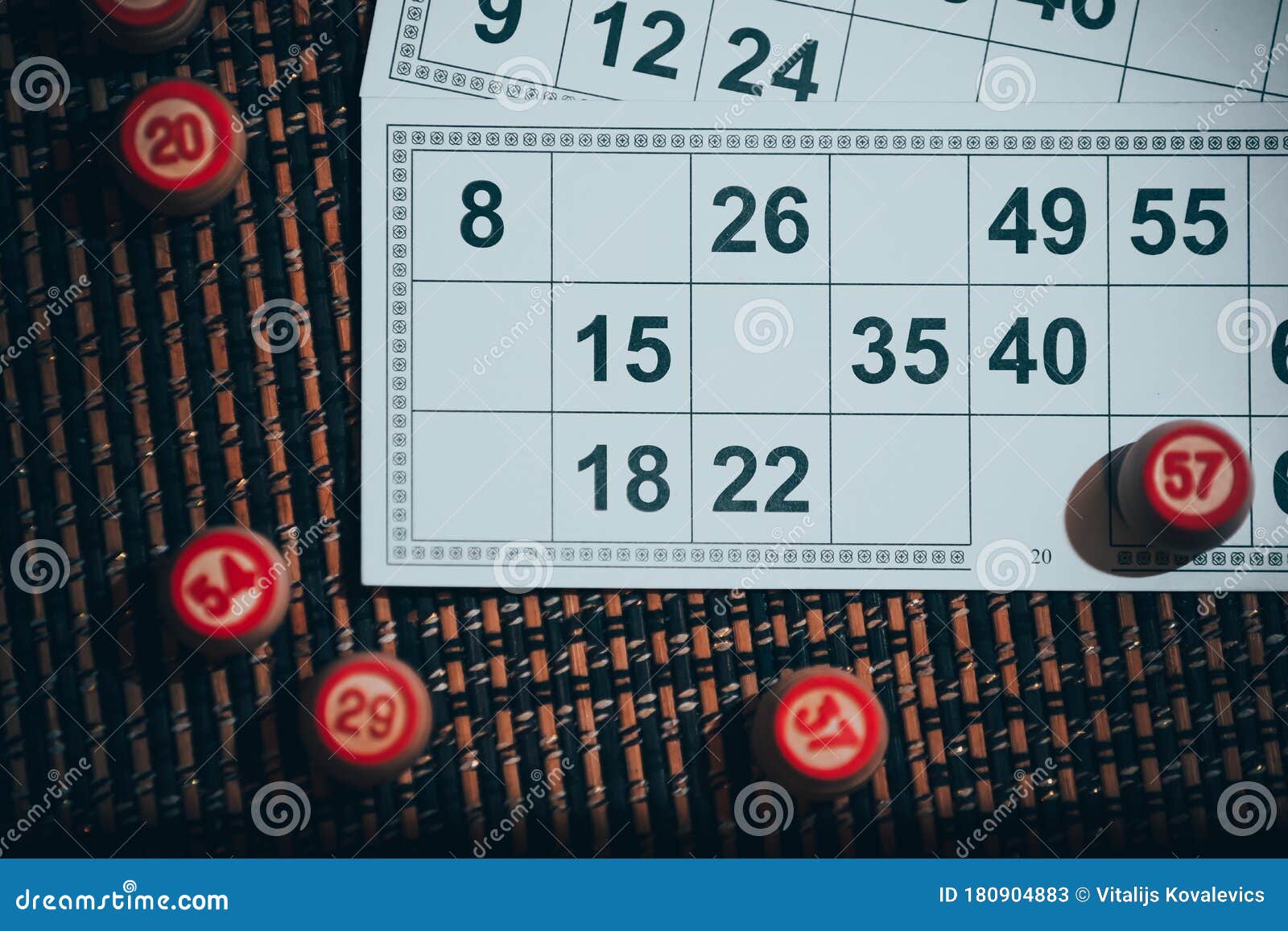 Casino Bingo Playing Cards and Numbers on a Table Stock Image - Image ...