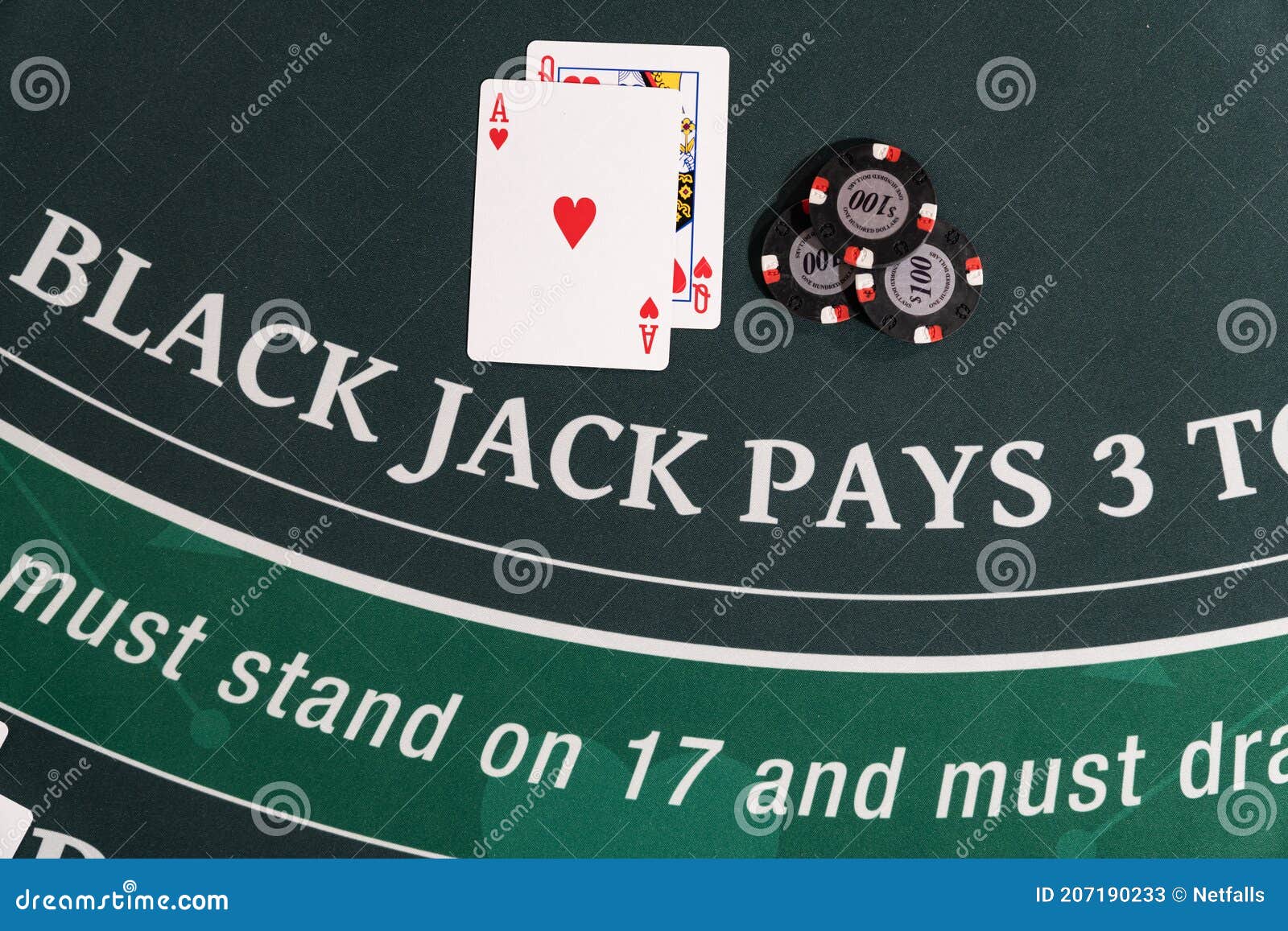 Casino Black Jack table stock image. Image of casino - 207190233