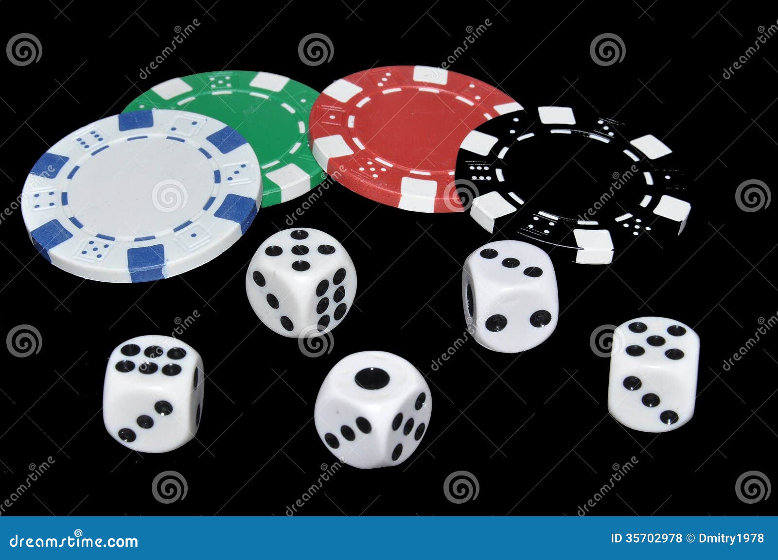Cards and Cones in Casino on Black Isolated Backgr Stock Photo - Image ...