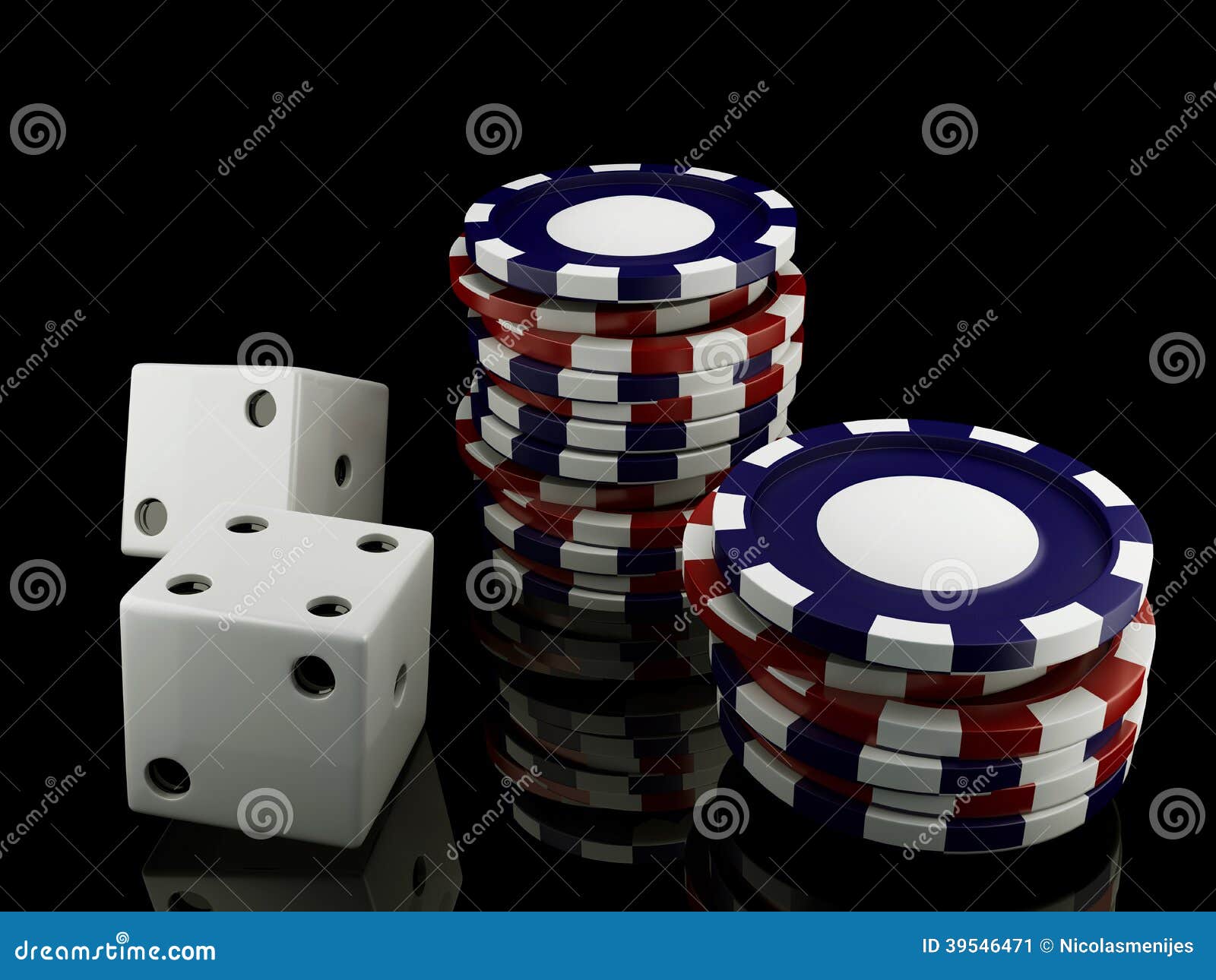 Casino chips and dice stock illustration. Illustration of blue - 39546471