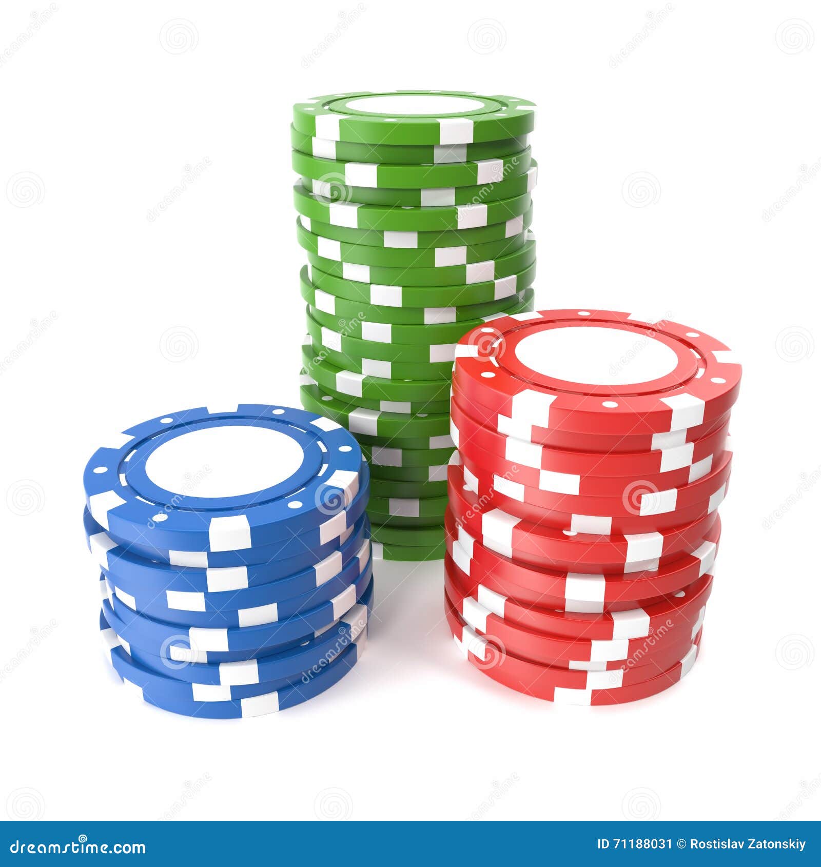 Casino Chips Stack Isolated on White Background. 3d Illustration Stock ...