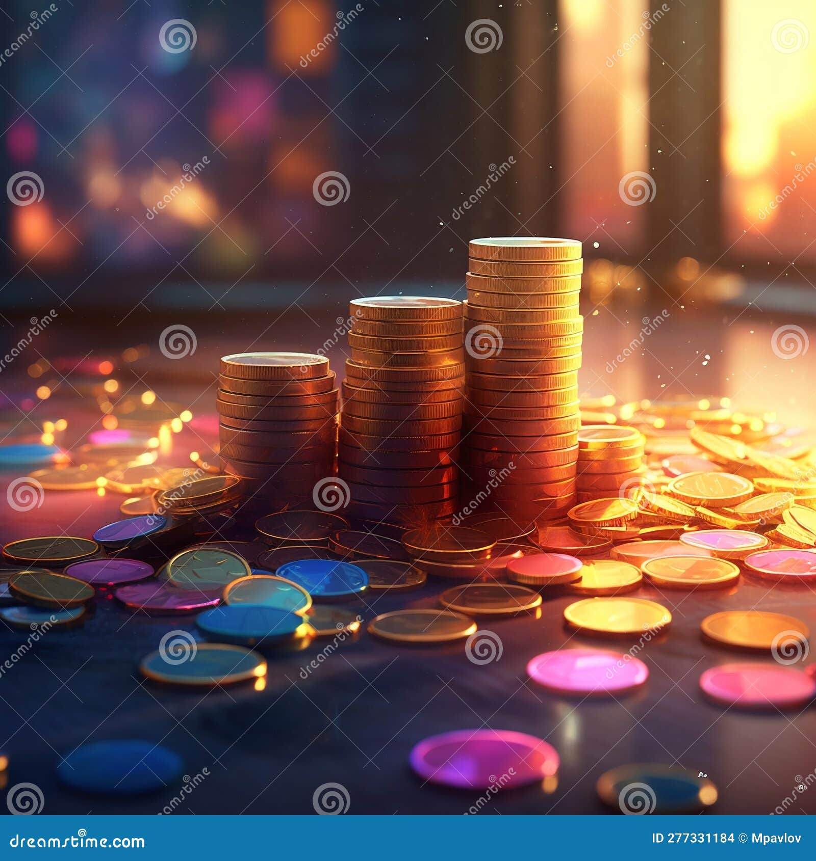 Casino Columns from Coins. Money Stock Illustration - Illustration of ...