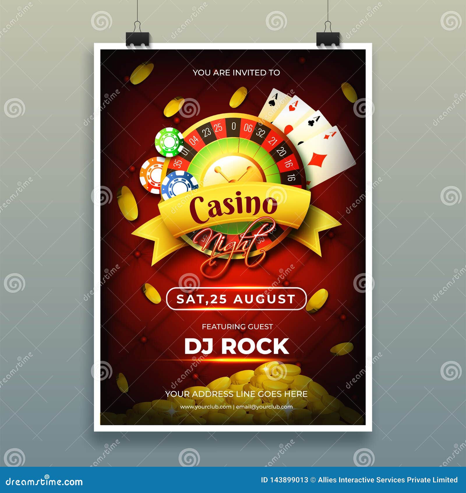 Casino Flyer Template Design Stock Illustration - Illustration of chip ...