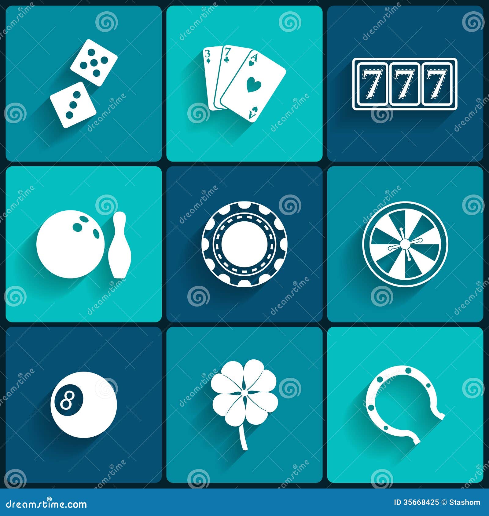 Casino and Gambling Flat Icons Stock Vector - Illustration of internet ...