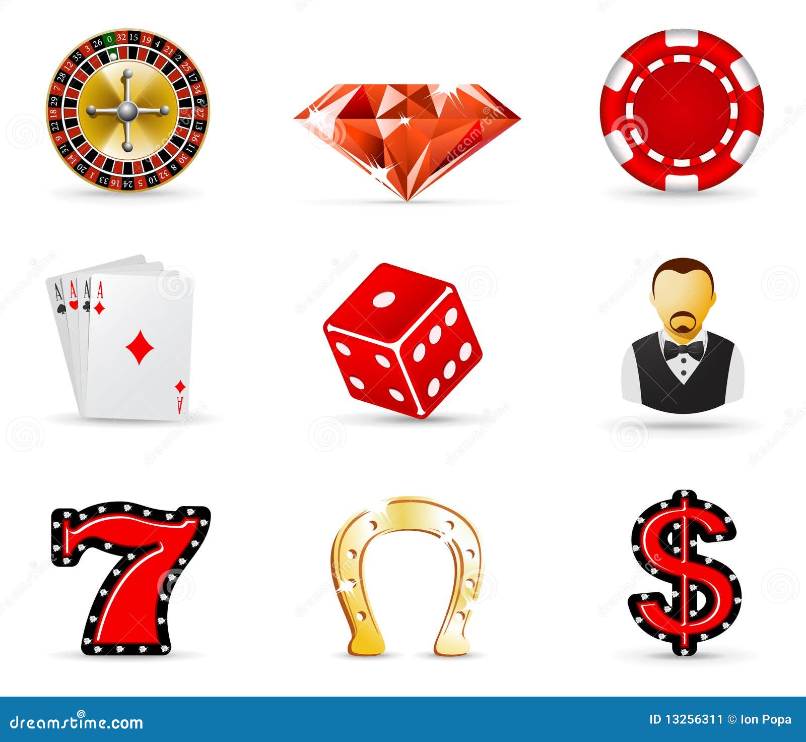 Casino and gambling icons stock vector. Illustration of play - 13256311