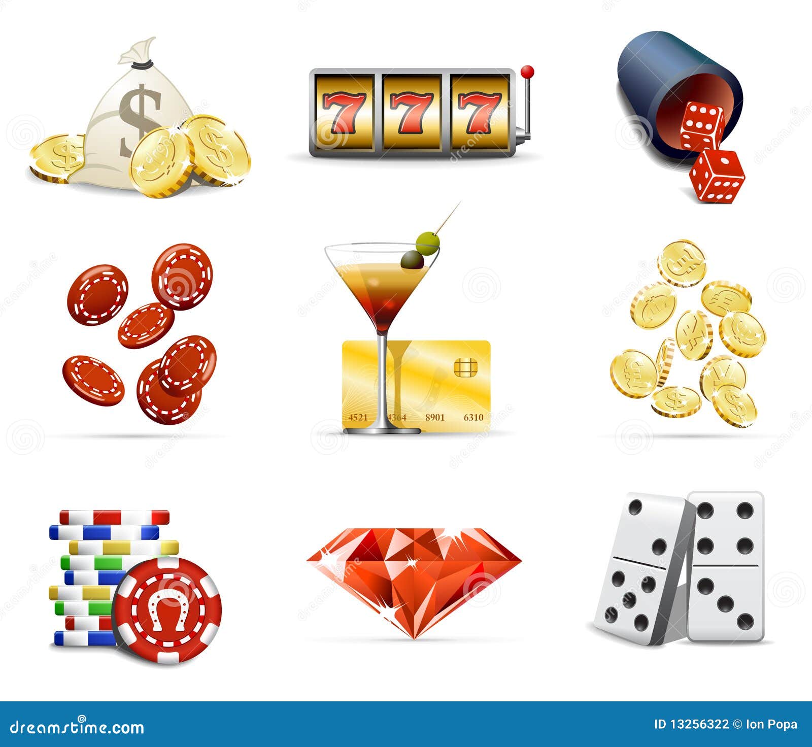 Casino and gambling icons stock vector. Illustration of banking - 13256322