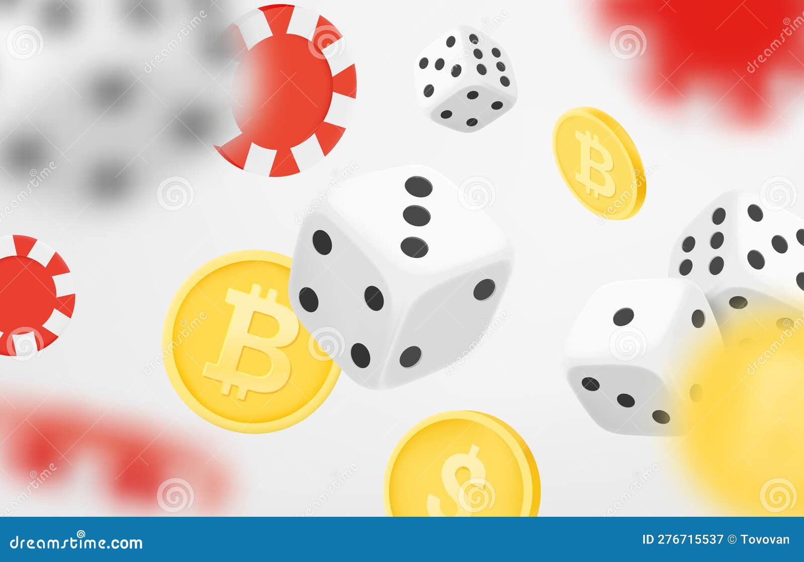 Casino Game Concept. Dice, Casino Chips and Coins. Gamebling Concept ...