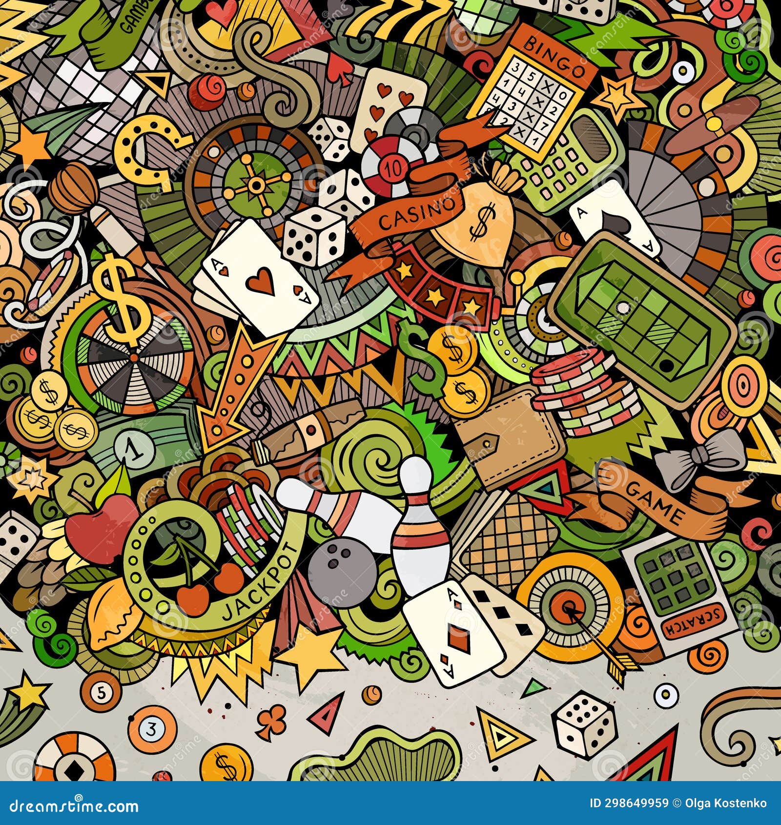 Casino Hand Drawn Vector Doodles Frame. Stock Image - Image of fortune ...