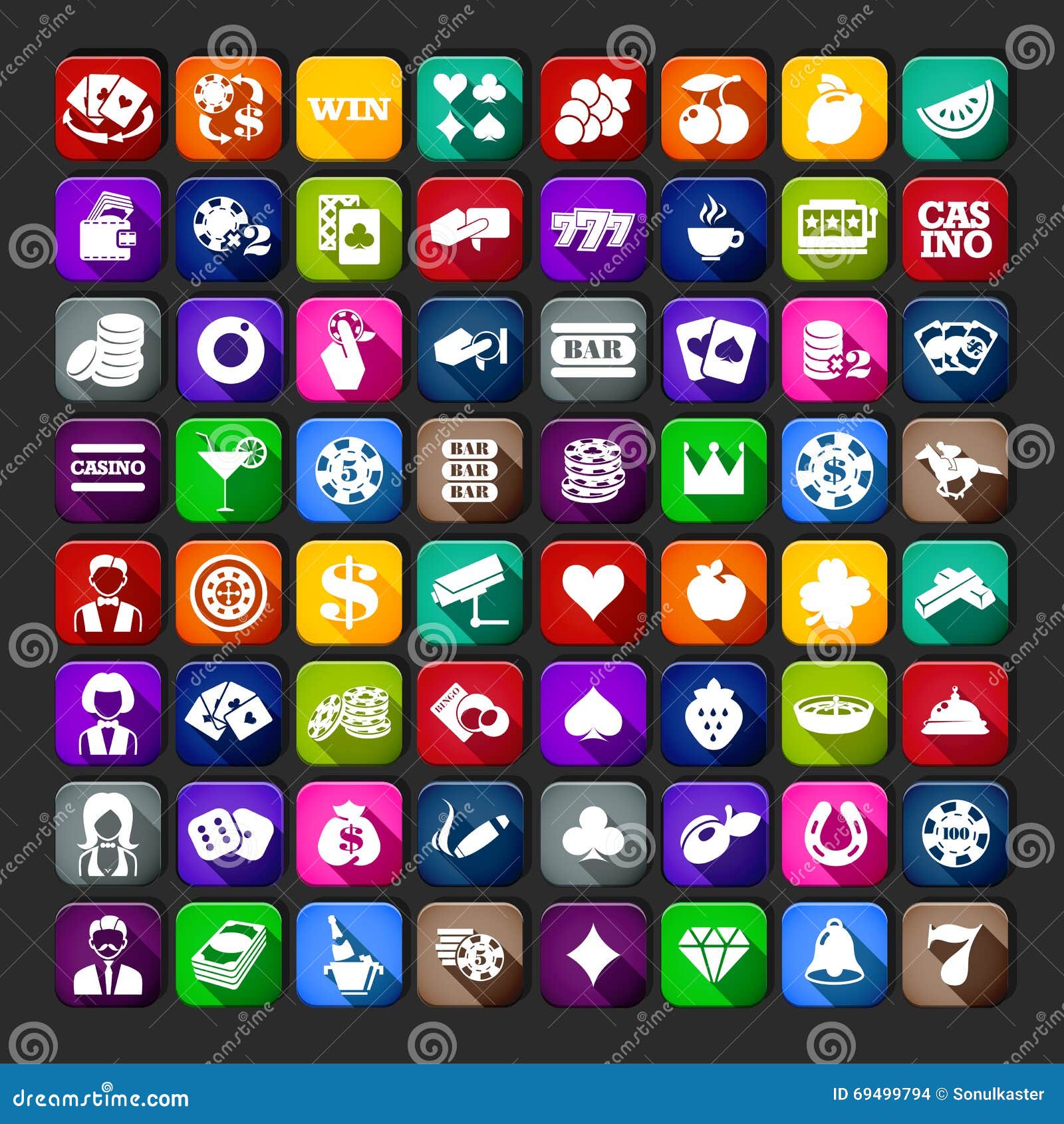Casino Icons Set. stock vector. Illustration of jackpot - 69499794