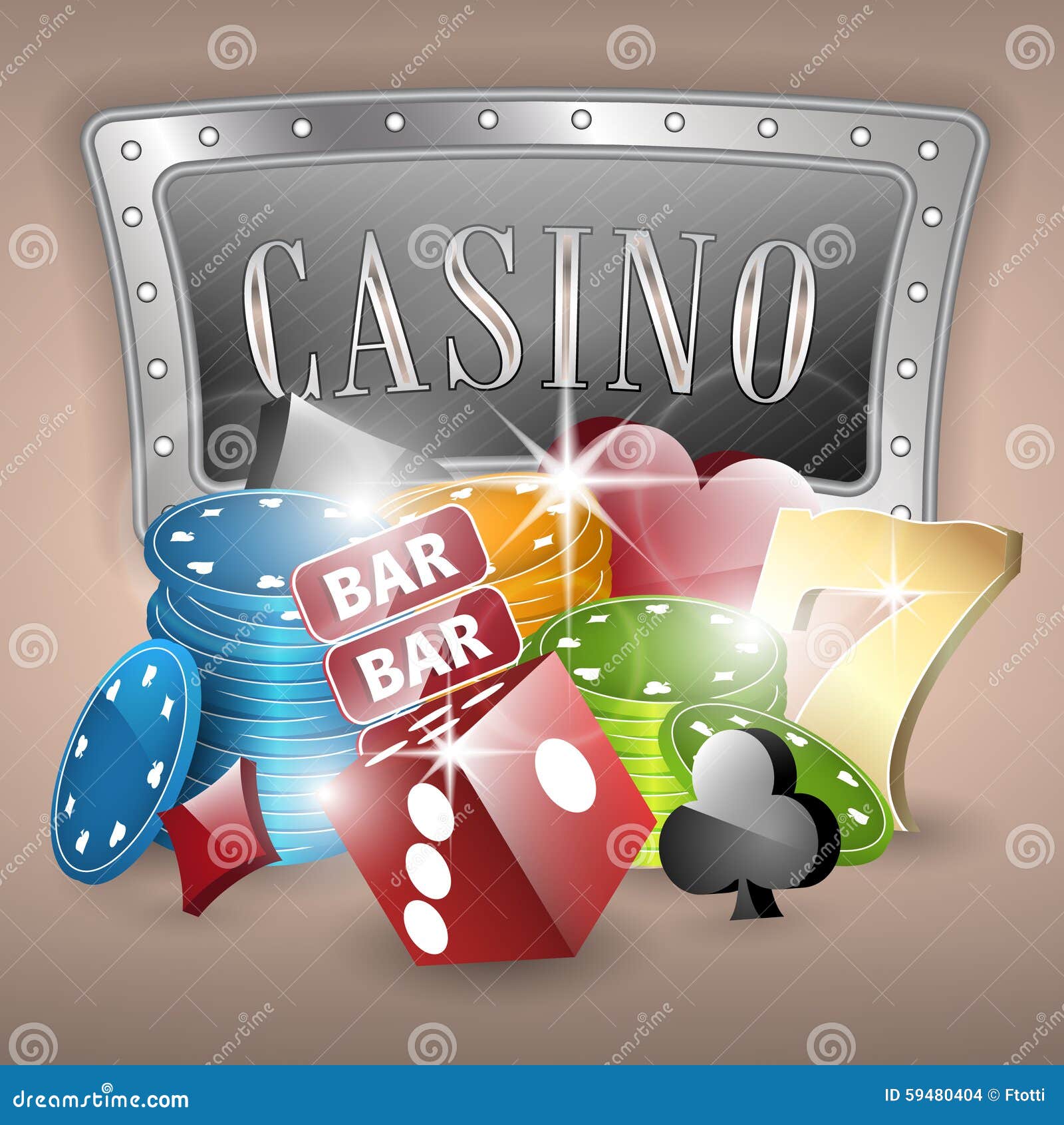 Casino Illustration with Gambling Elements Stock Vector - Illustration ...