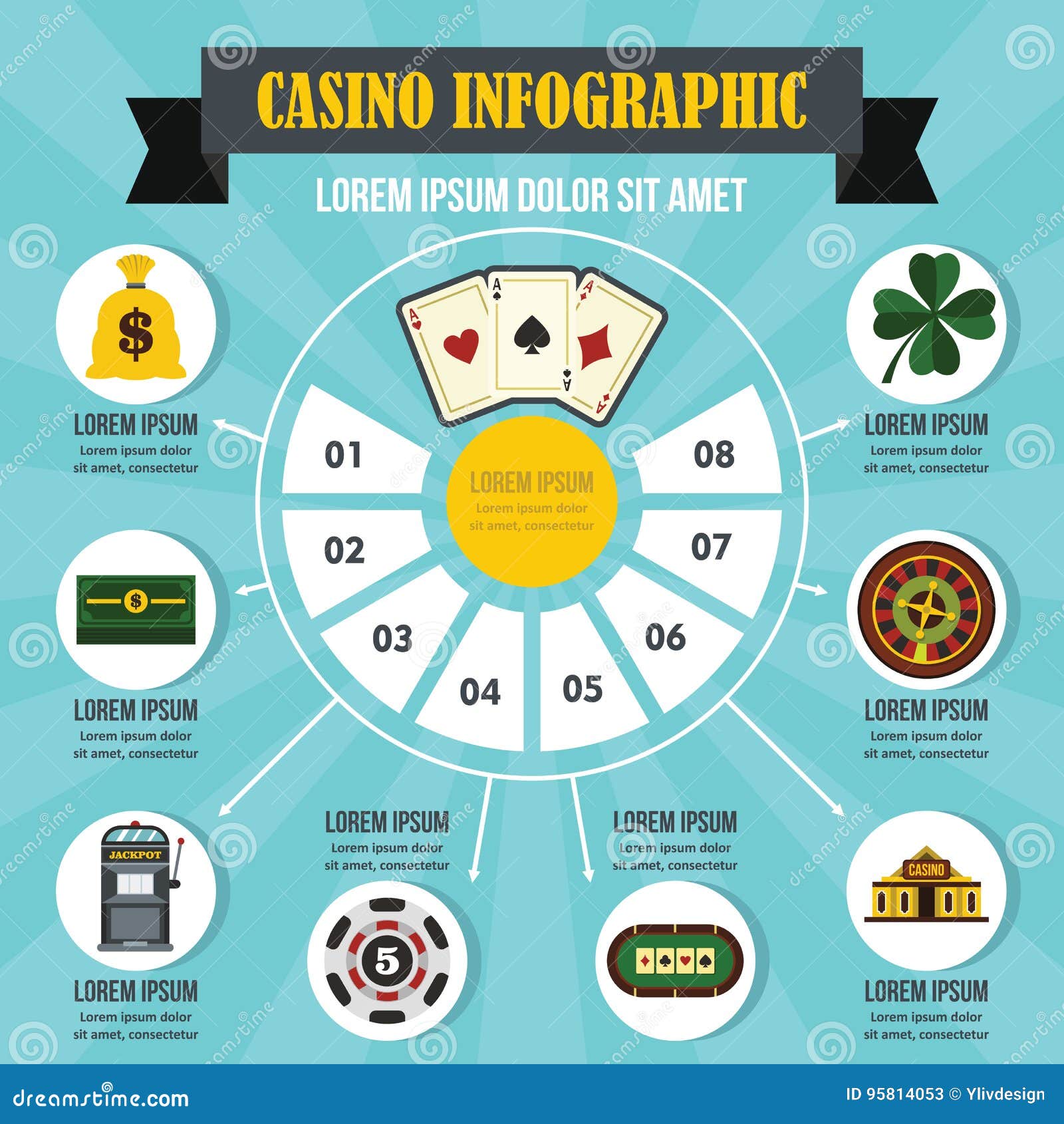 Casino Infographic Concept, Flat Style Stock Vector - Illustration of ...