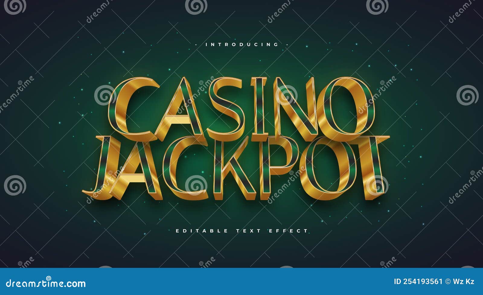 Casino Jackpot Text in Green and Gold with 3D Embossed Effect Stock ...
