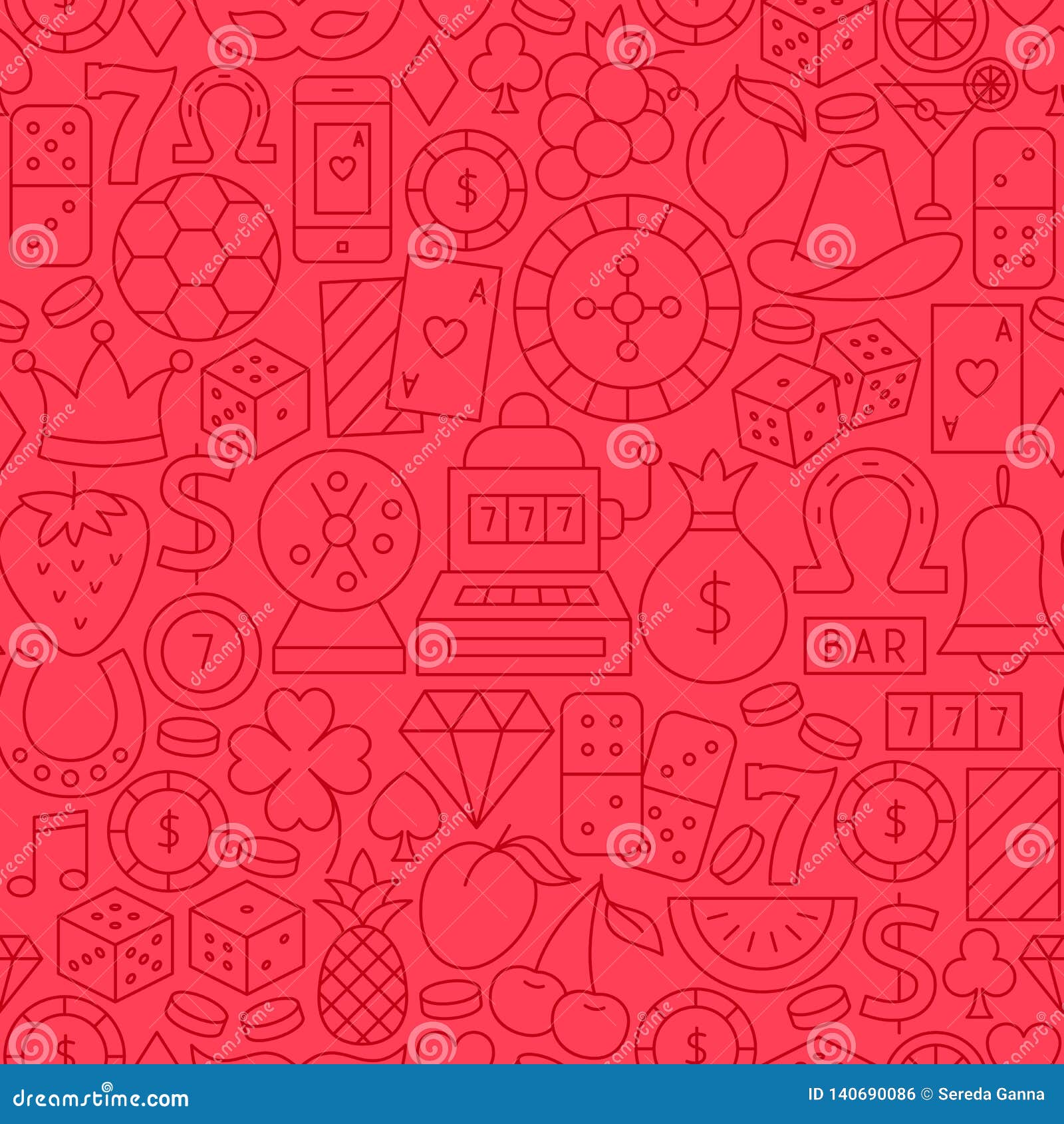 Casino Line Seamless Pattern Stock Vector - Illustration of holdem ...