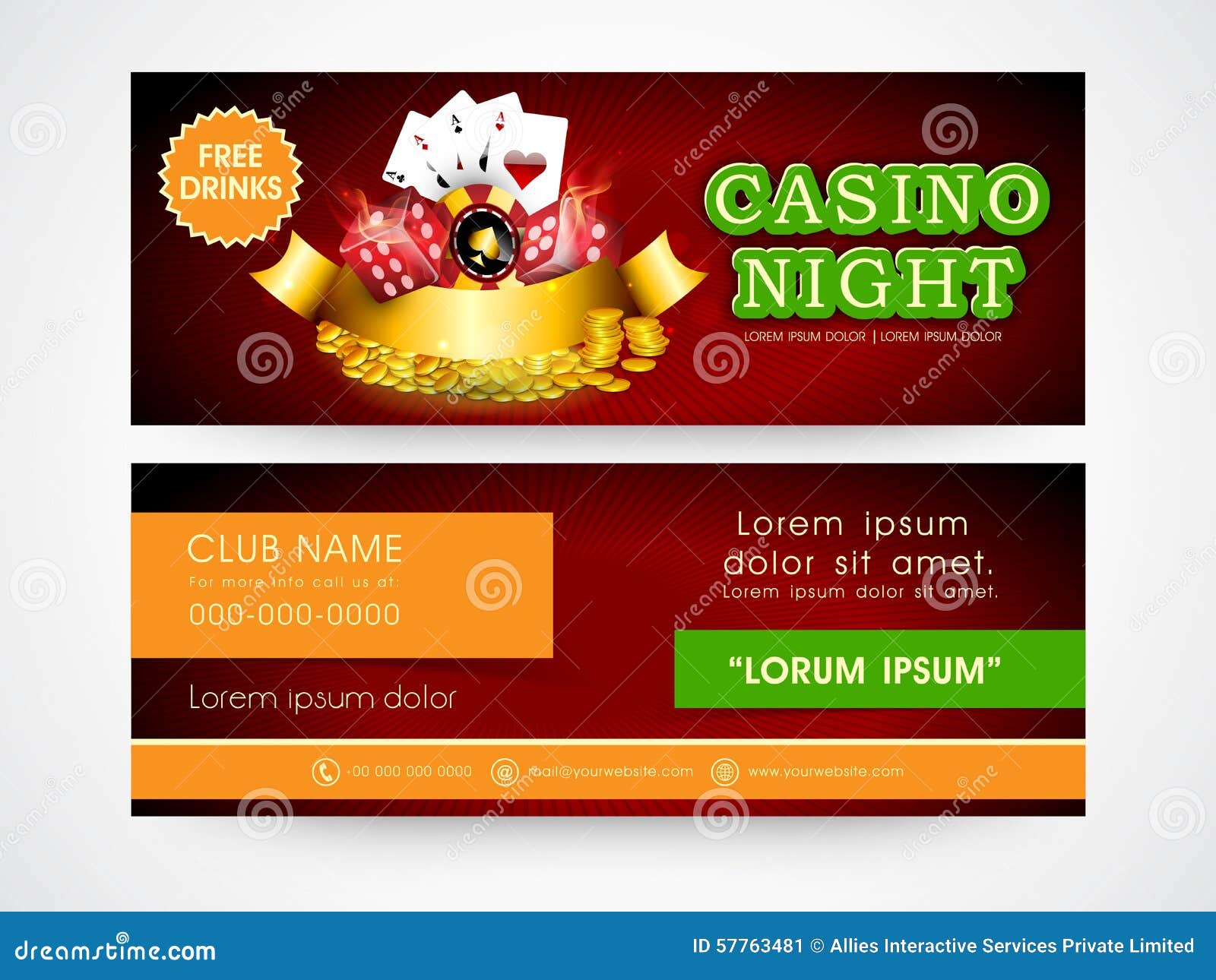 Casino Party Web Header or Banner Design. Stock Illustration ...