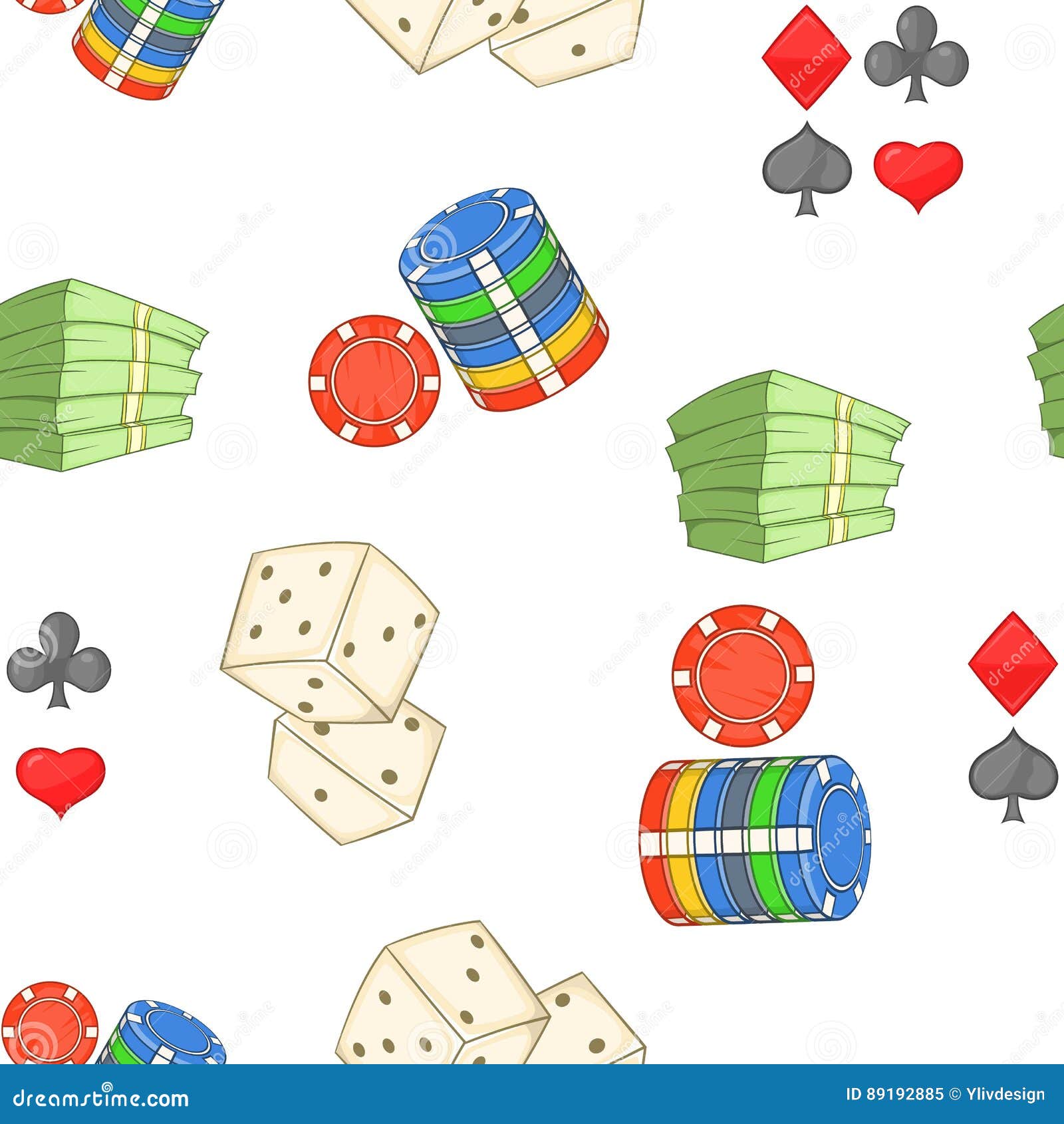Casino Pattern, Cartoon Style Stock Vector - Illustration of currency ...