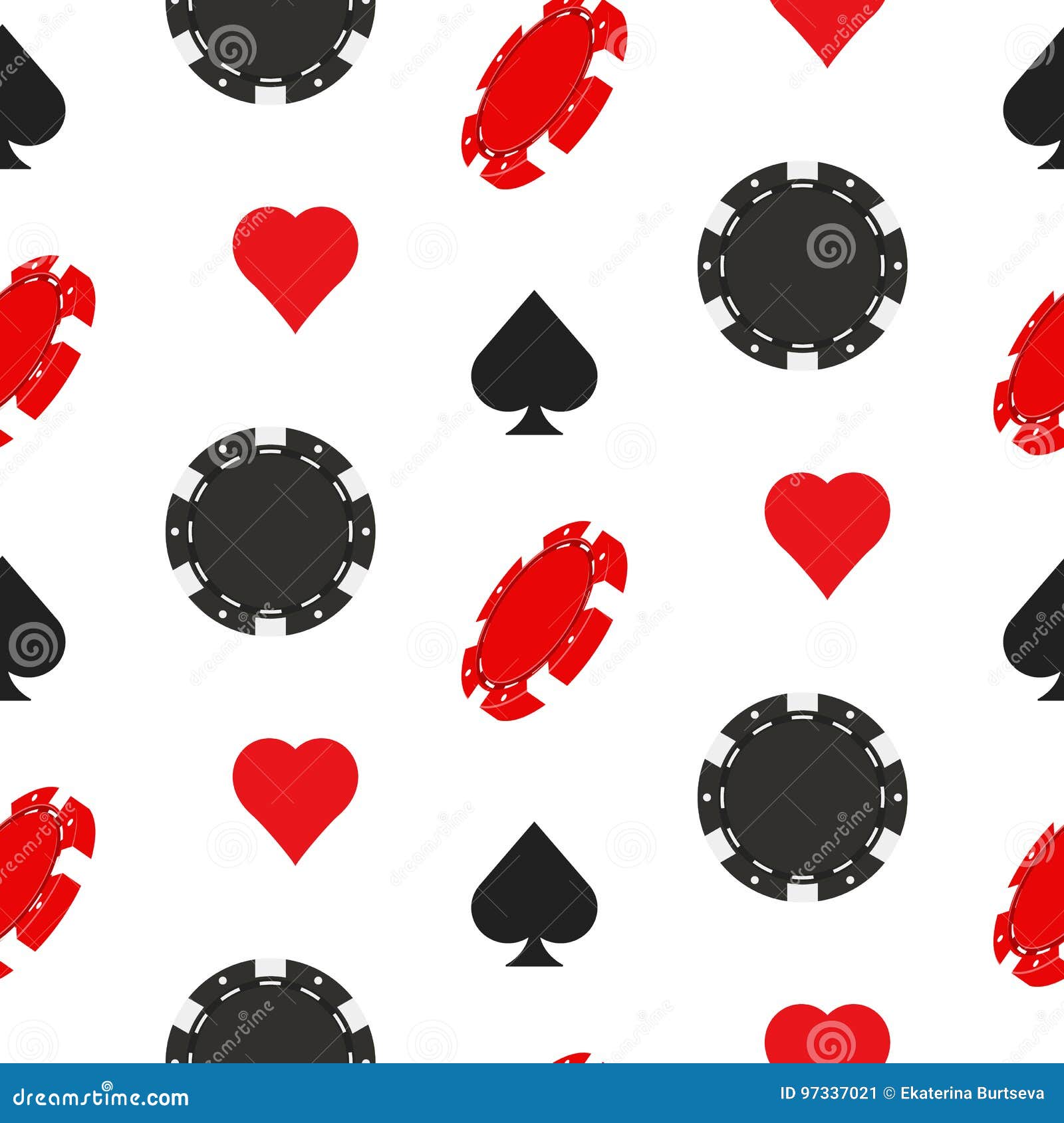 Casino Poker Seamless Pattern with Card Suits and Chips Stock Vector ...