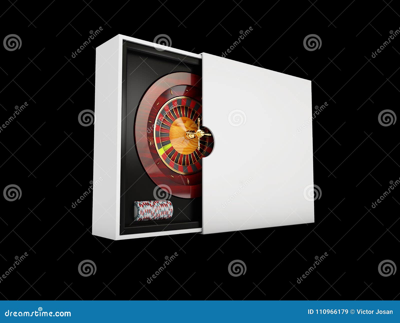 Casino Roulette in the Box, 3d Illustration Isolated Black Stock ...