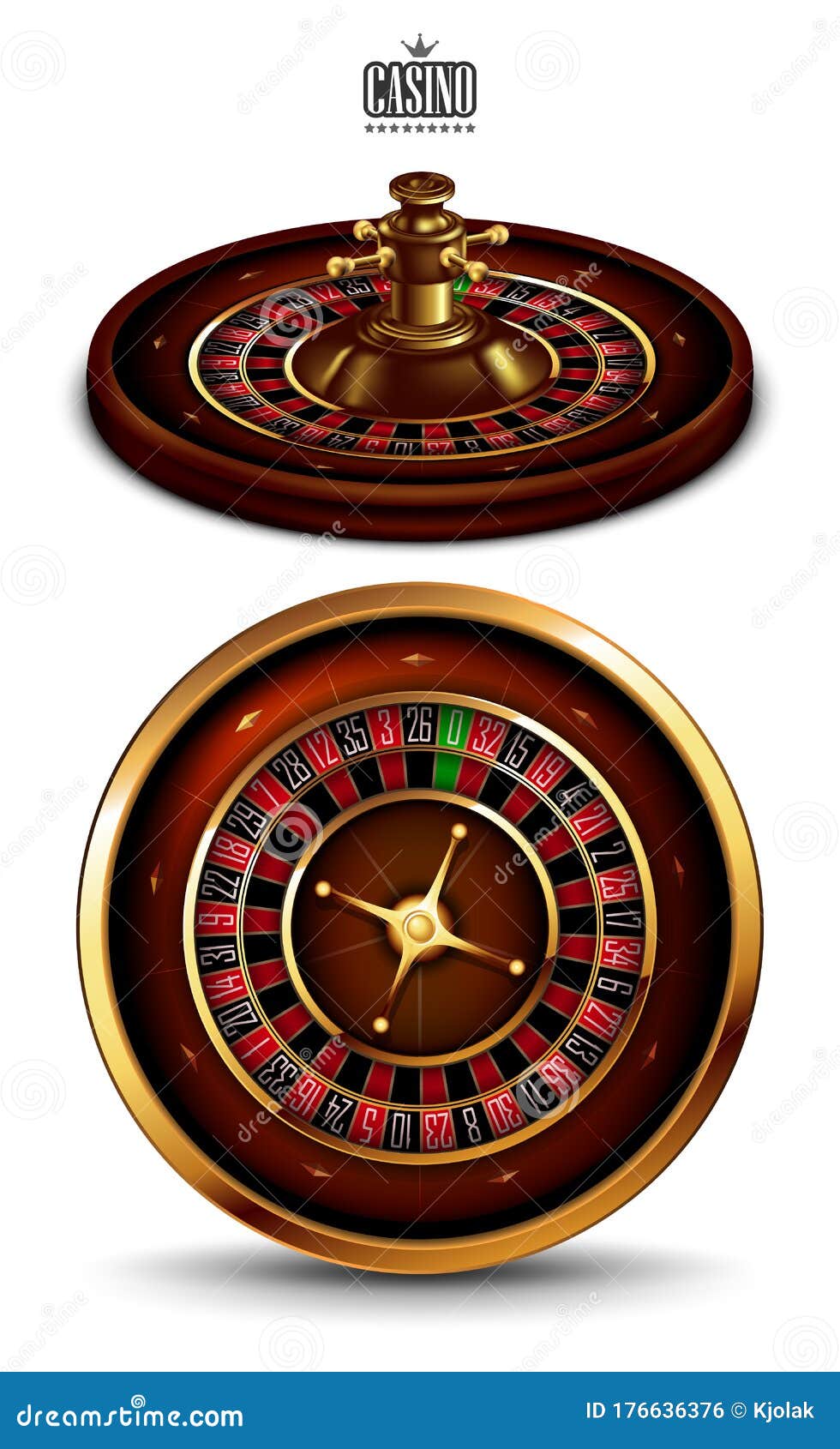 Casino Roulette in Front and Profile on a White Background. Highly ...