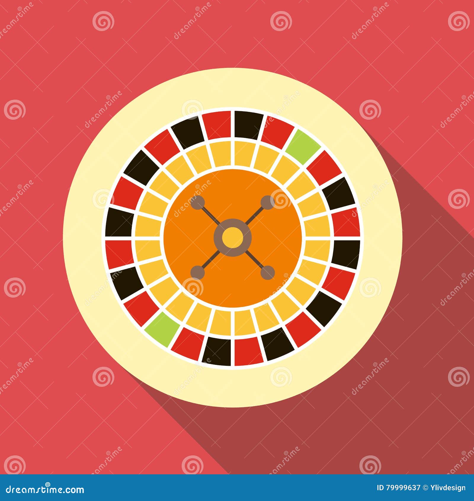 Casino Roulette Icon, Flat Style Stock Vector - Illustration of gold ...