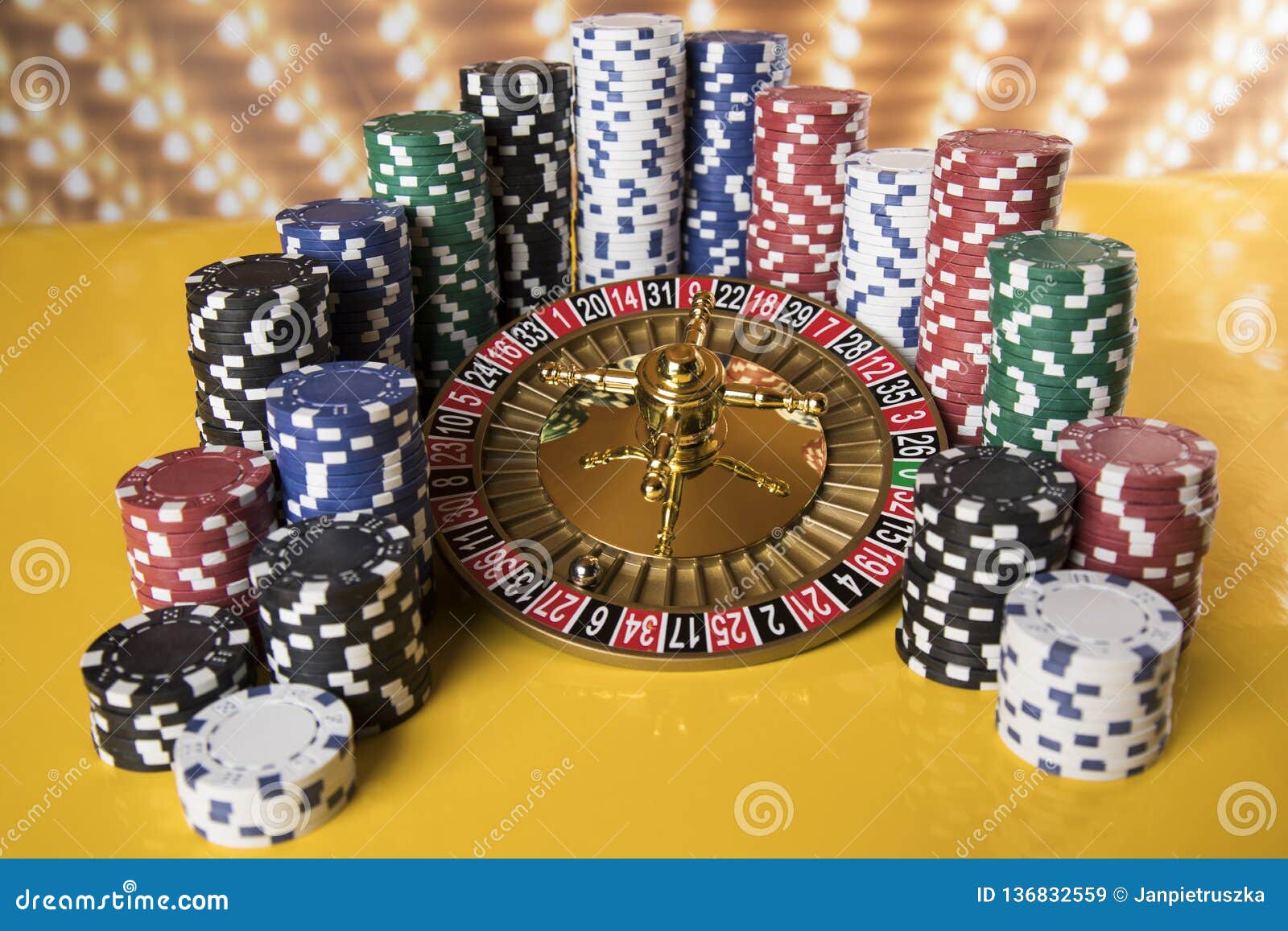 Casino Roulette, Running in a Motion, Poker Chips Stock Image - Image ...