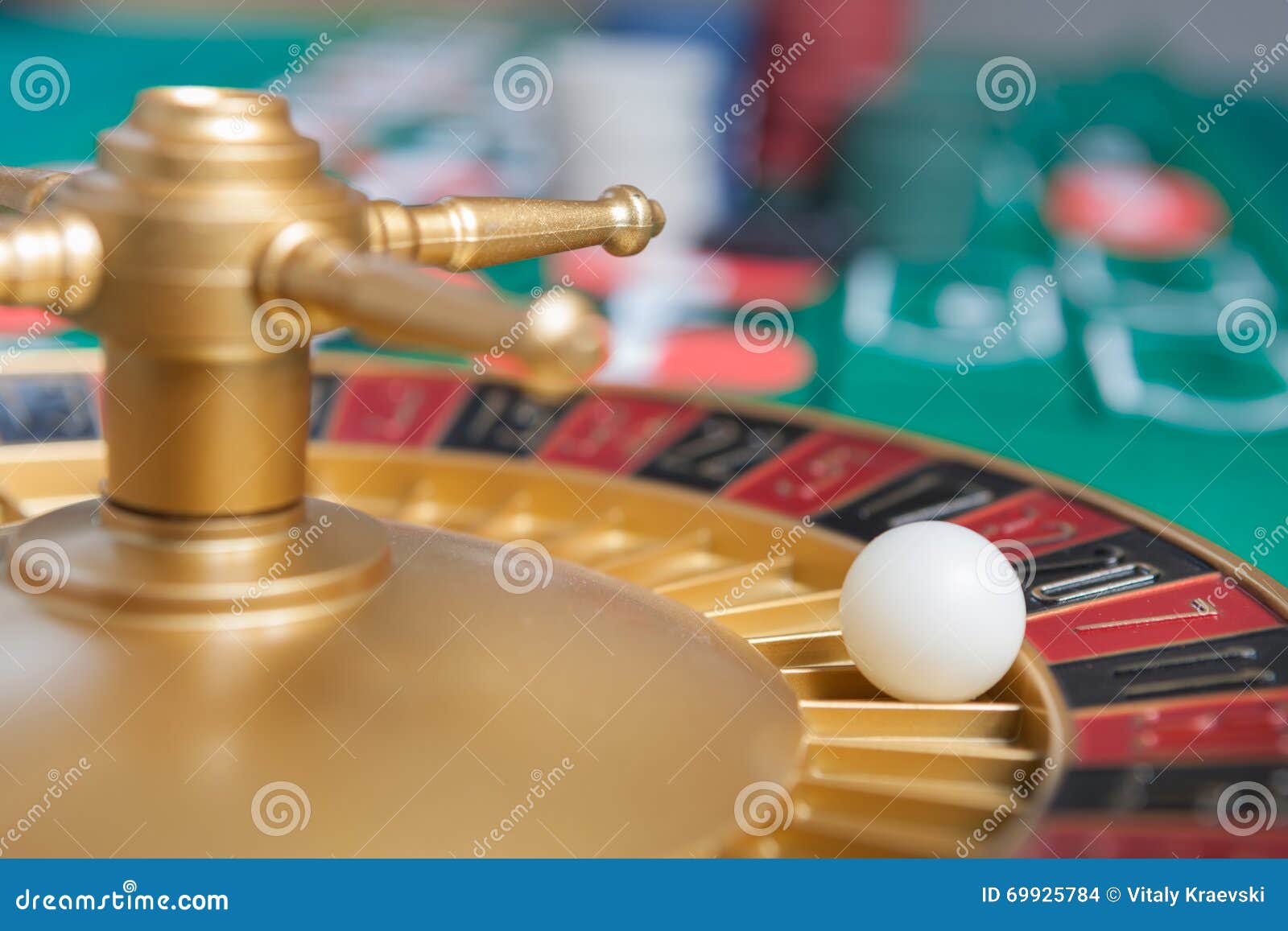 Casino Roulette Wheel with the Ball on Number 7 Stock Photo - Image of ...