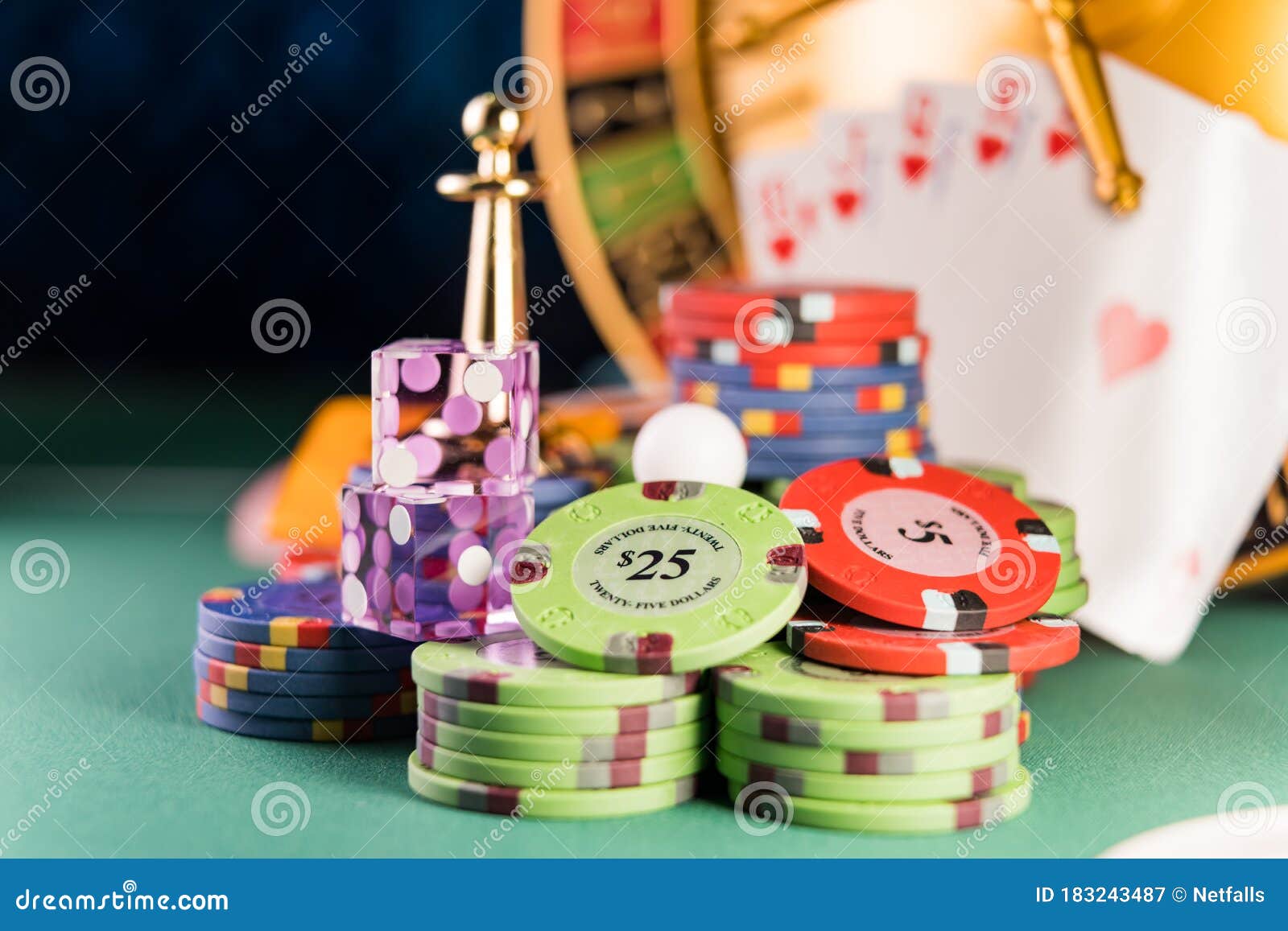 Casino Set with Roulette, Cards, Dice and Chips Stock Image - Image of ...