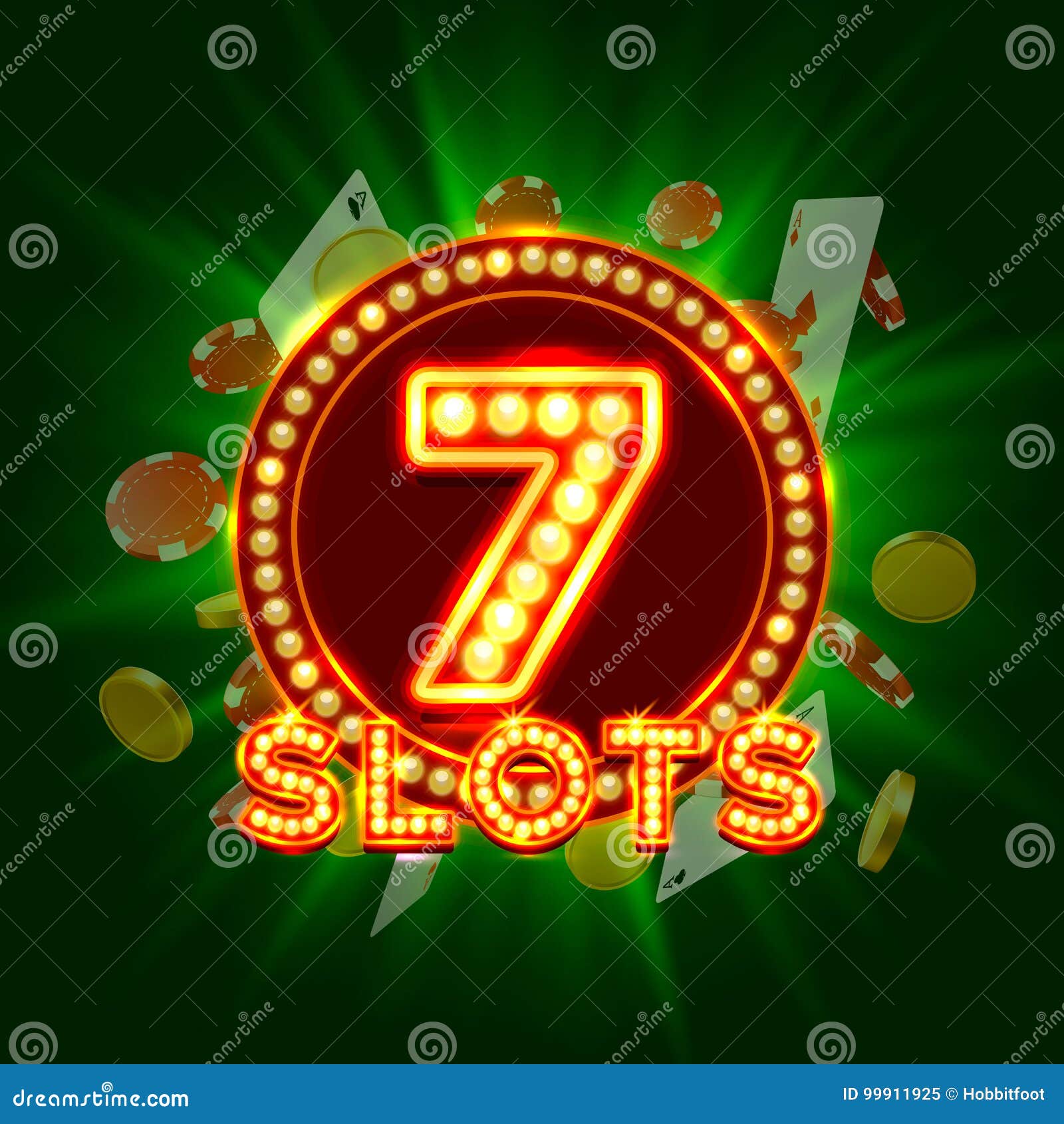 Casino Slots Jackpot 7 Signboard. Stock Vector - Illustration of gamble ...