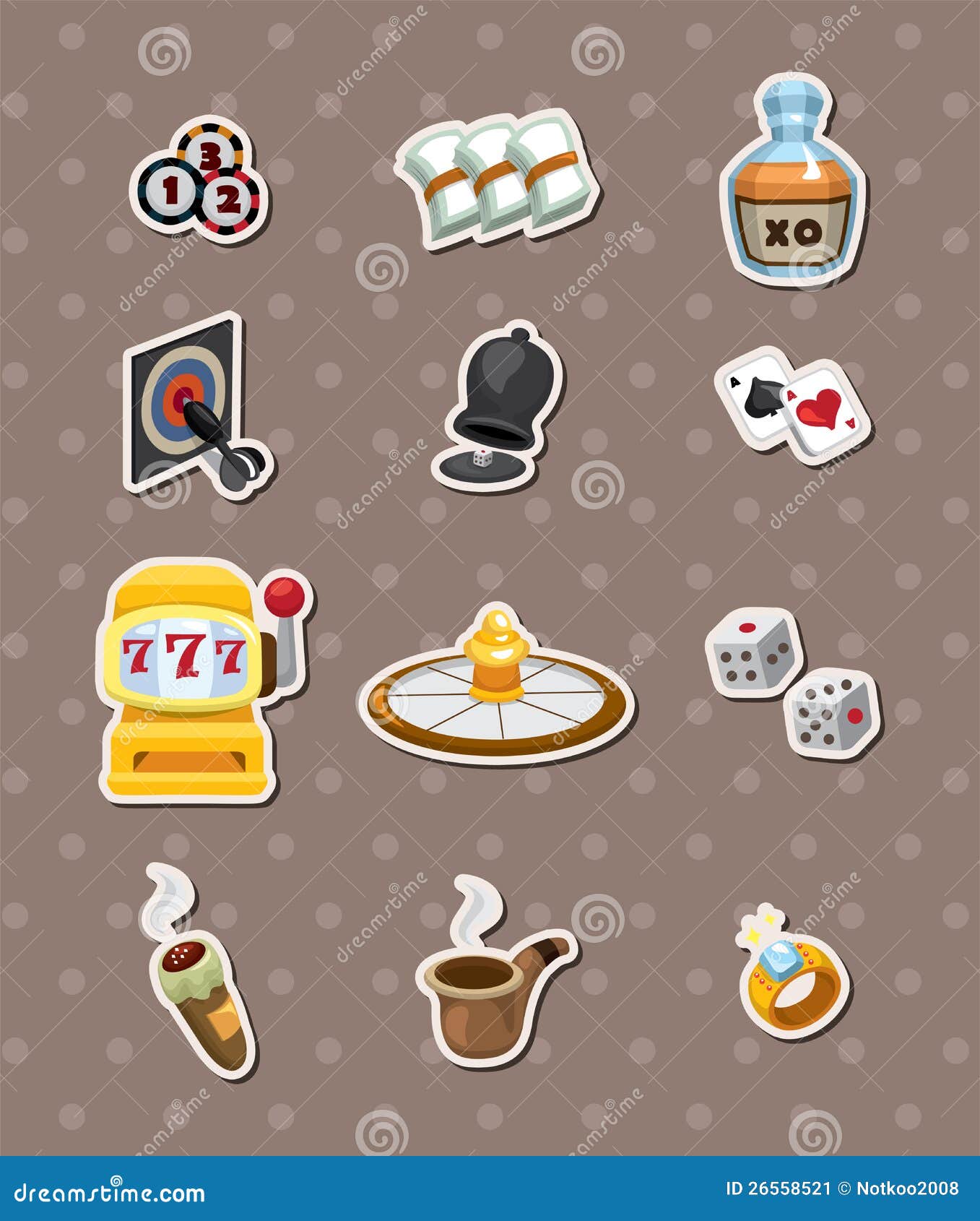 Casino stickers stock vector. Illustration of pack, bars - 26558521