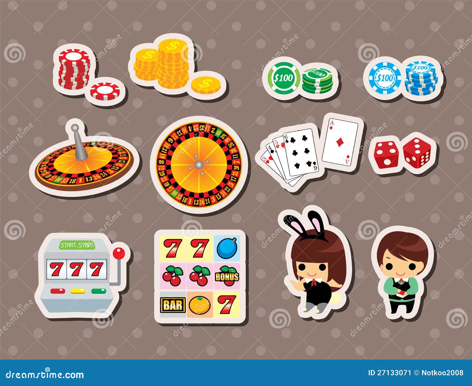 Casino stickers stock vector. Illustration of doodle - 27133071