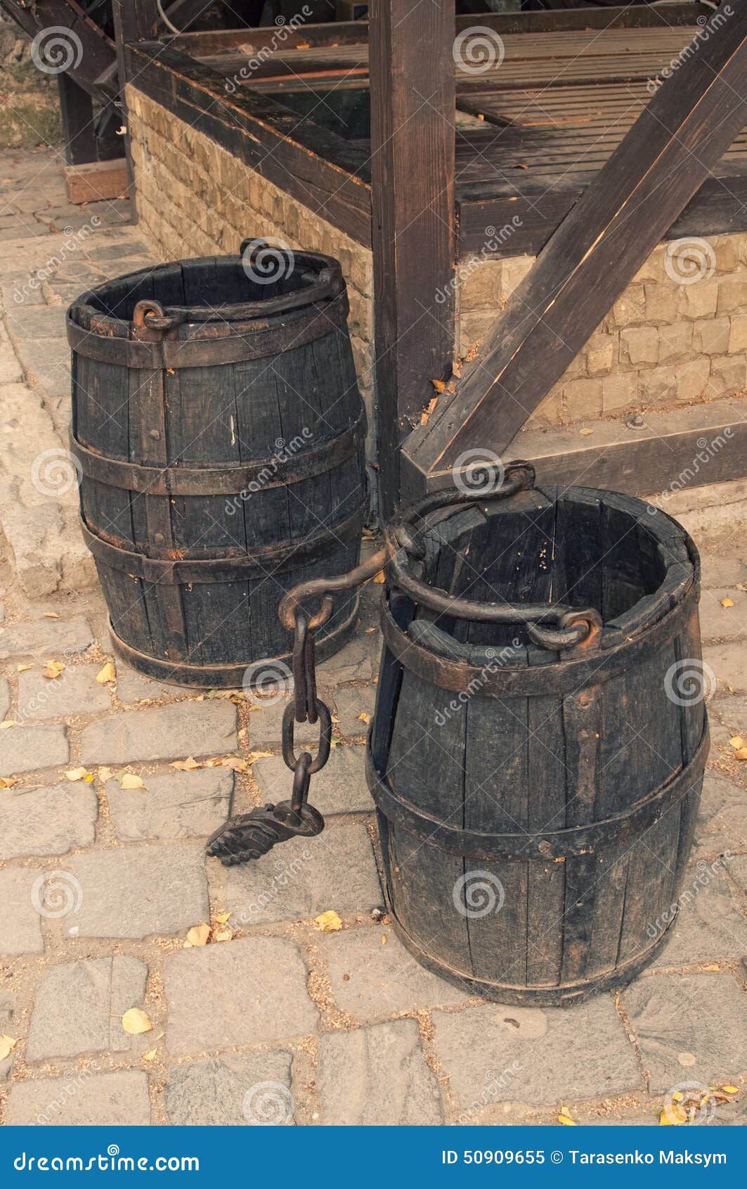 Cask barrels with chain stock image. Image of barrels - 50909655