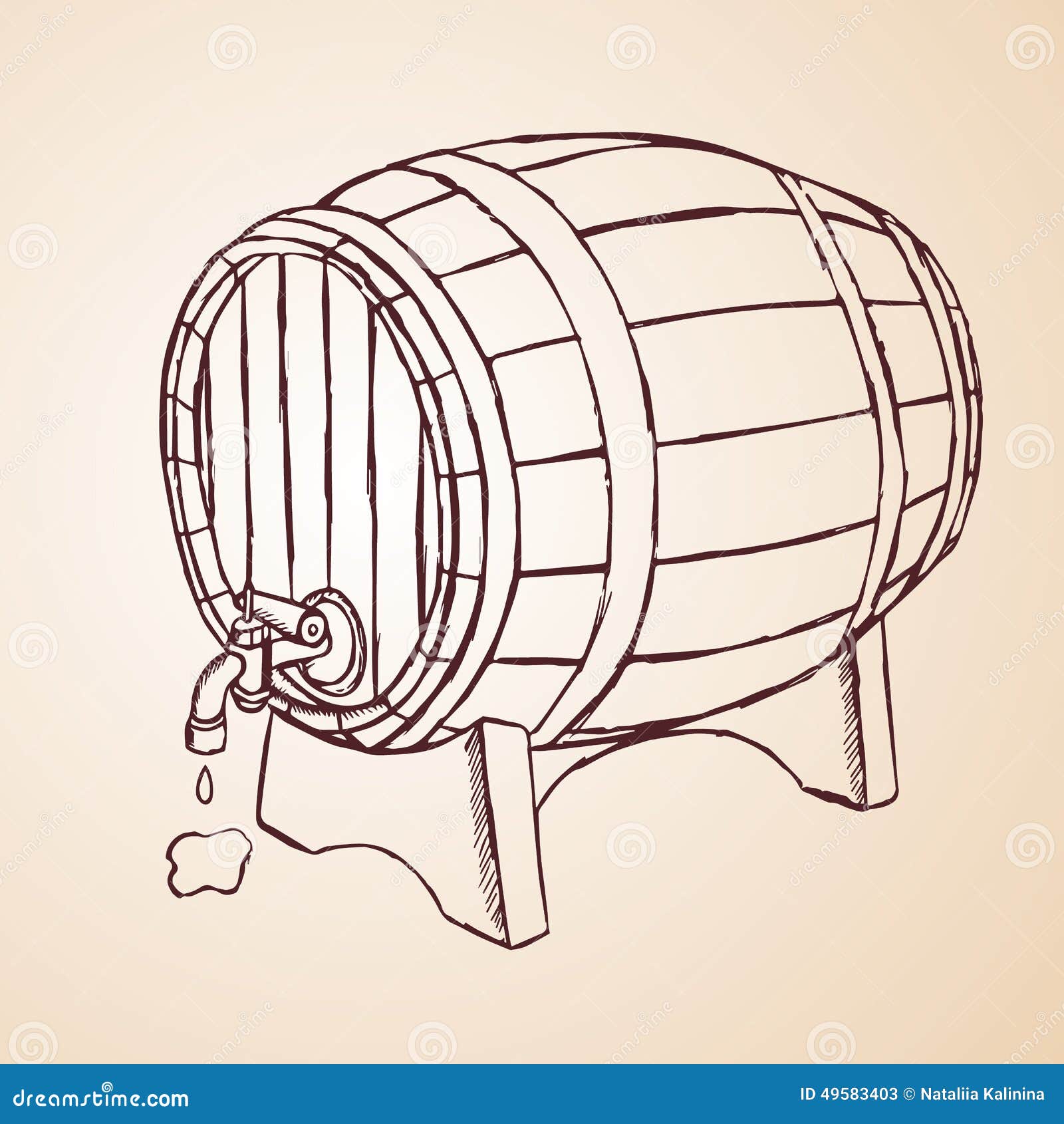 Cask of wine hand drawn stock vector. Illustration of cask - 49583403