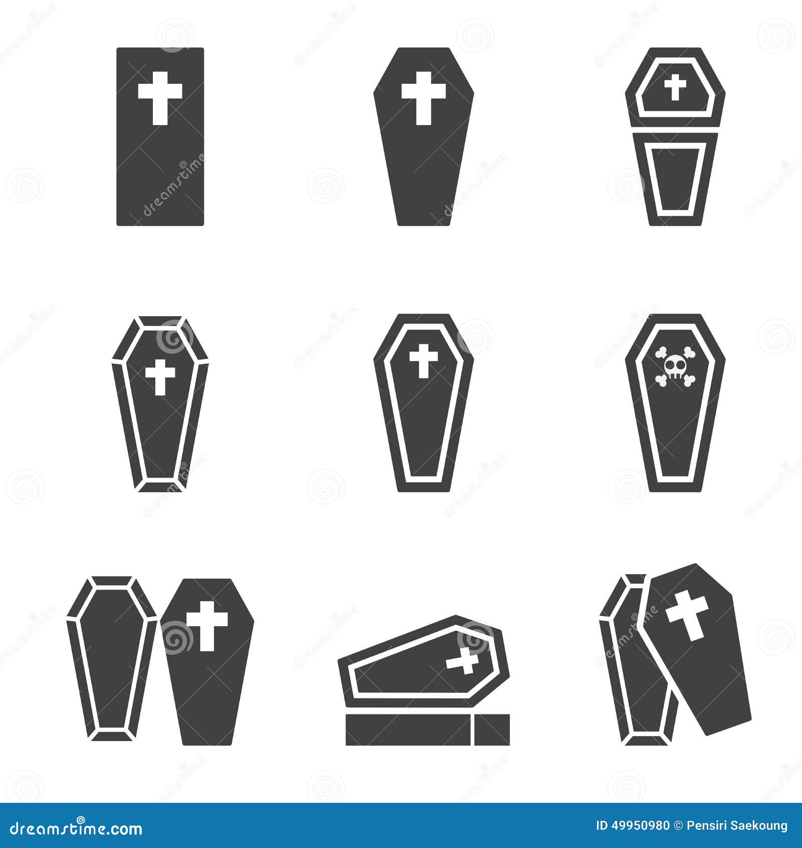 Casket Icon Set Cartoon Vector | CartoonDealer.com #111025619