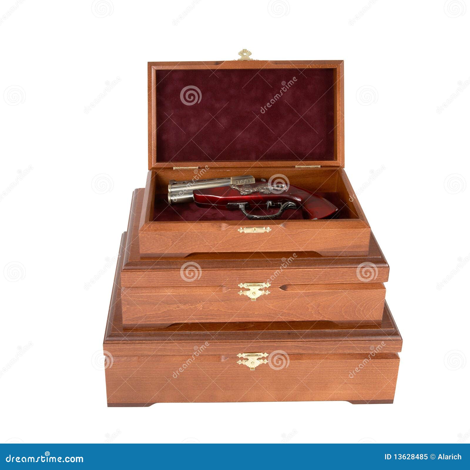 Casket with a toy pistol stock image. Image of custody - 13628485