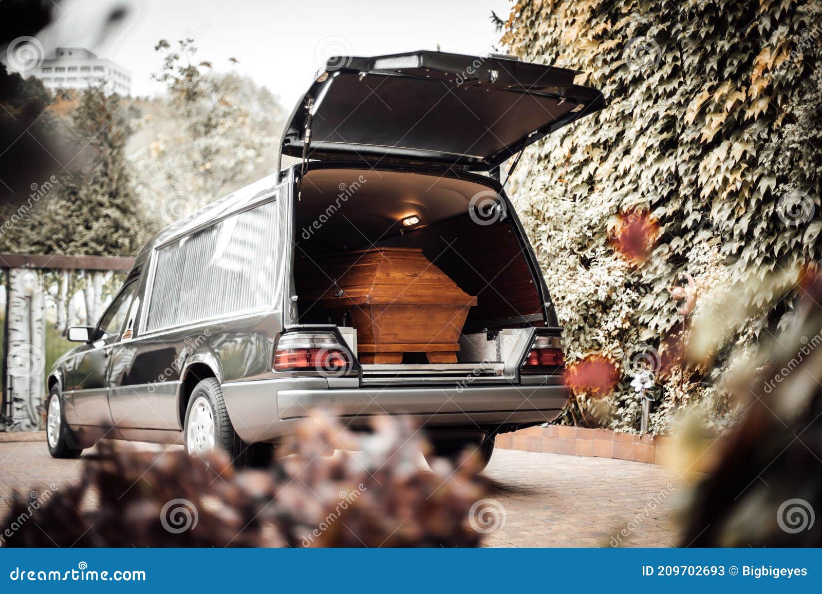 Photo of a Casket in a Van at a Funeral Stock Image - Image of mortuary ...