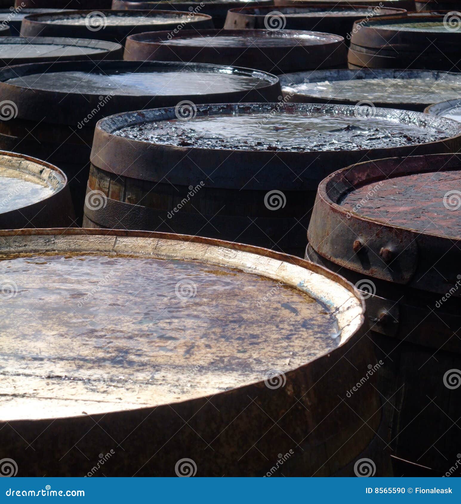 Whisky Casks Stacked In A Historic Stone Warehouse Stock Photo ...