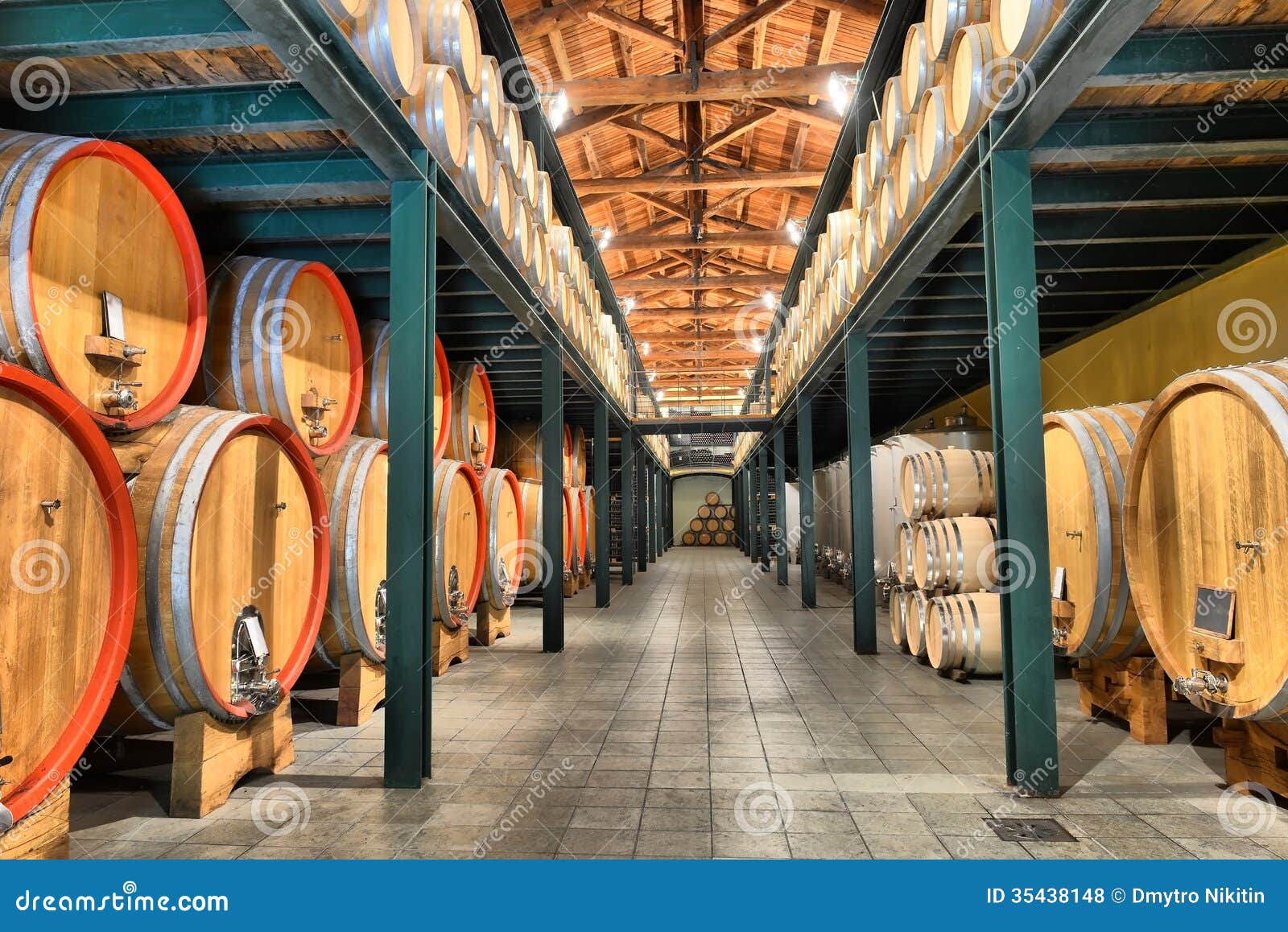 Casks in wine cellar stock photo. Image of barrel, vine - 35438148