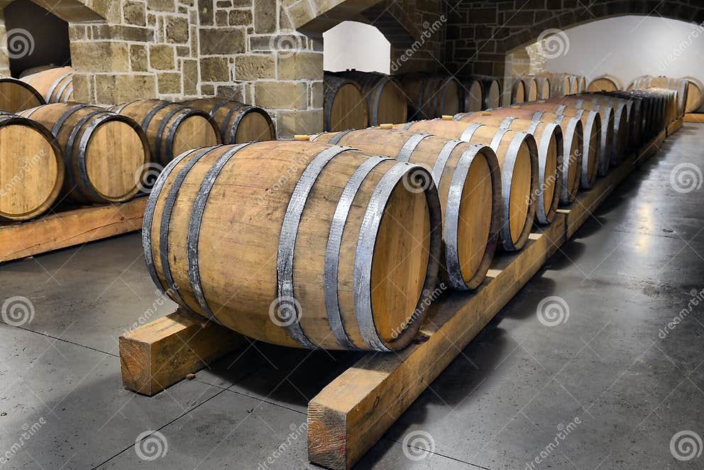 Casks in wine cellar stock photo. Image of cellar, beverage - 35445962
