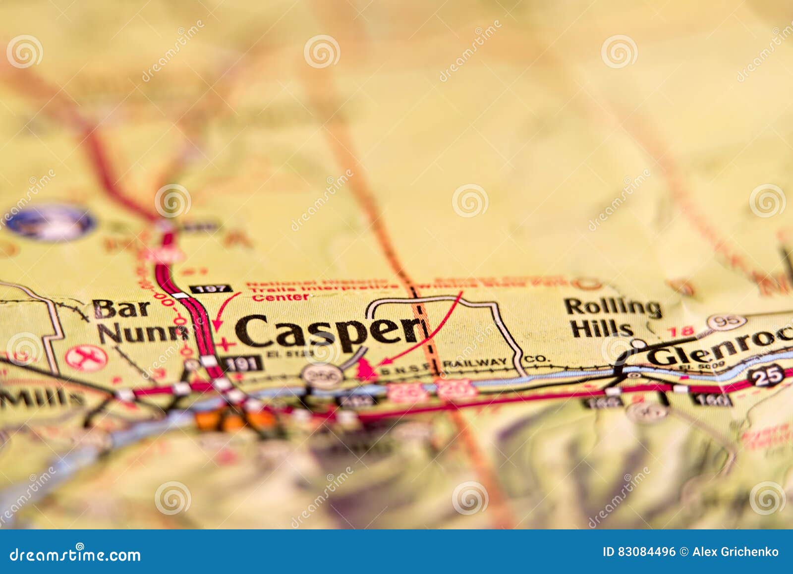 Casper Wyoming Usa Area Map Stock Photo - Image of world, america: 83084496