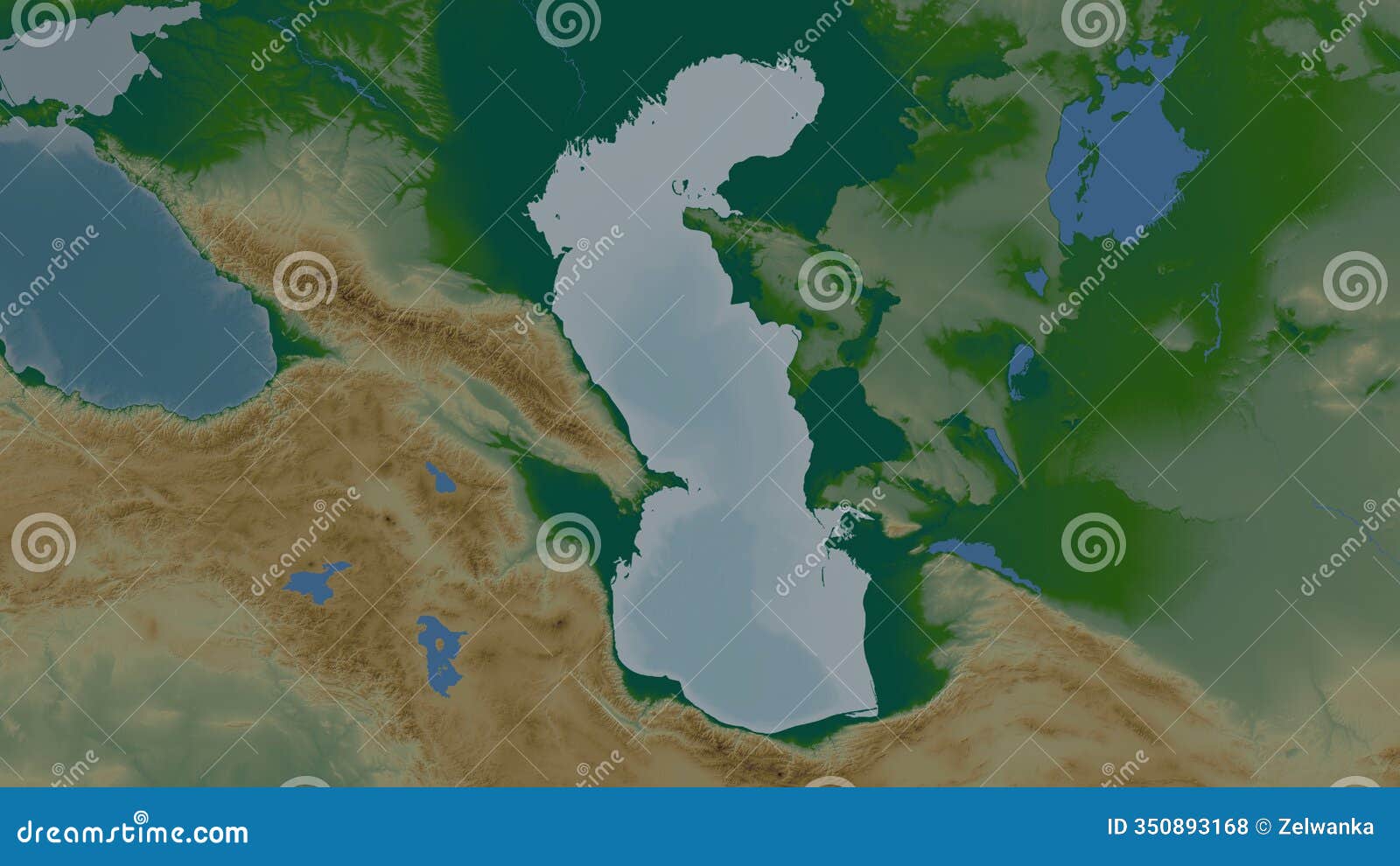 Caspian Sea Highlighted. Physical Map Stock Illustration - Illustration ...