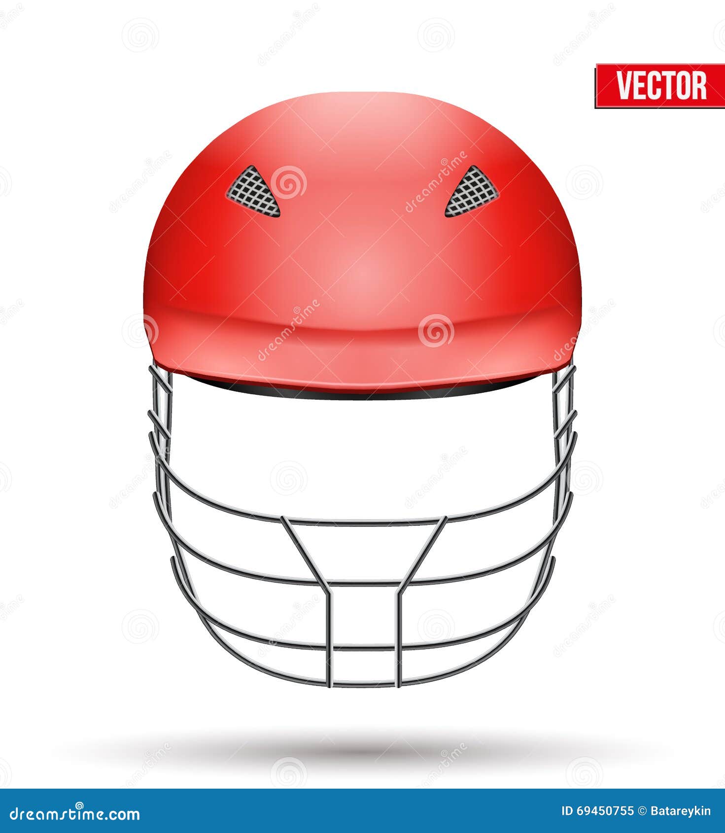 Casque Rouge Front View De Cricket Illustration de Vecteur ...
