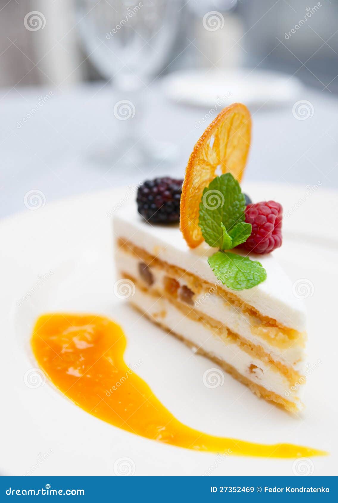 Cassata Dessert on Restaurant Table Stock Image - Image of dining ...