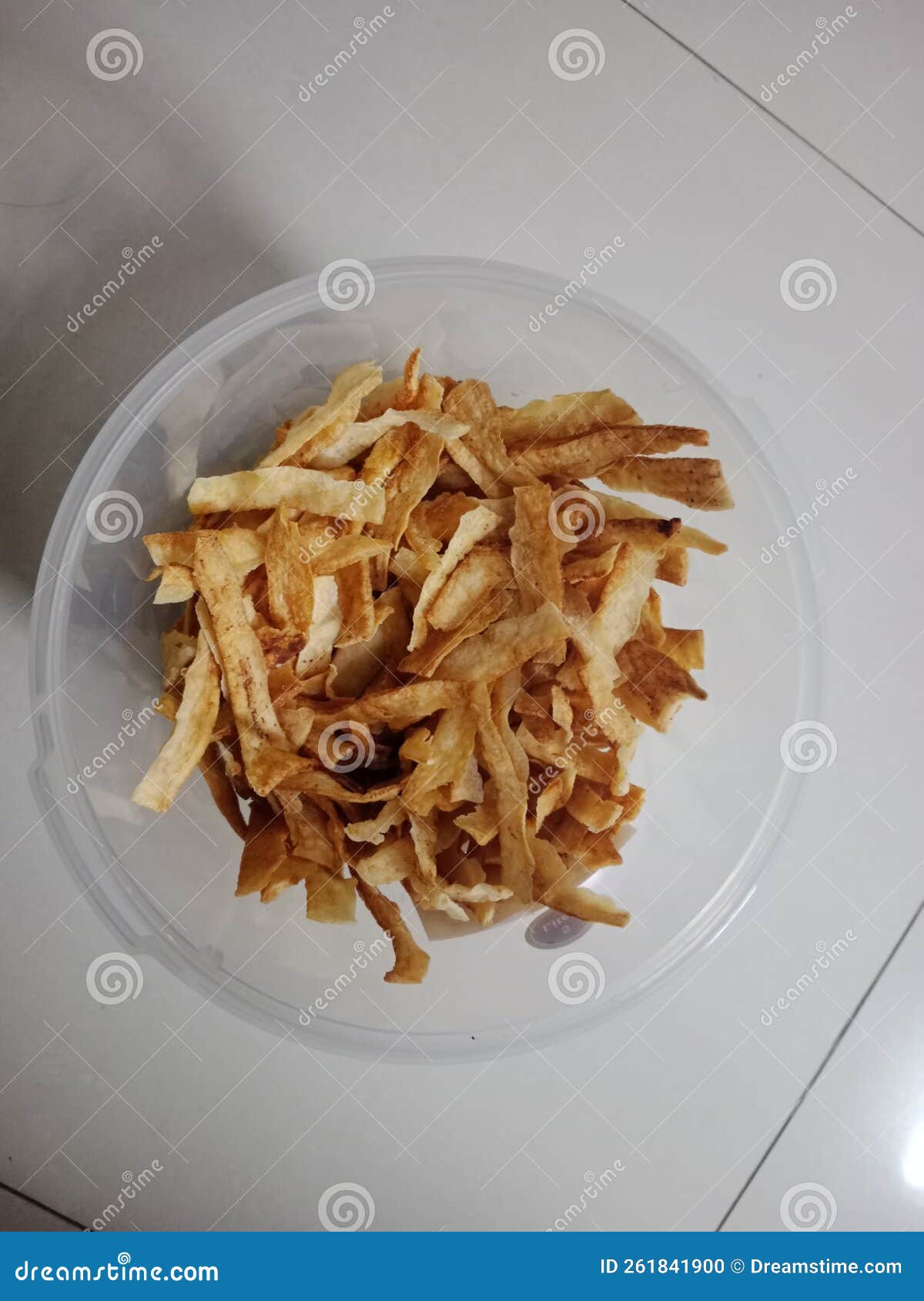 Cassava Chips in a Brownish Jar Cut into Small Pieces Stock Photo ...