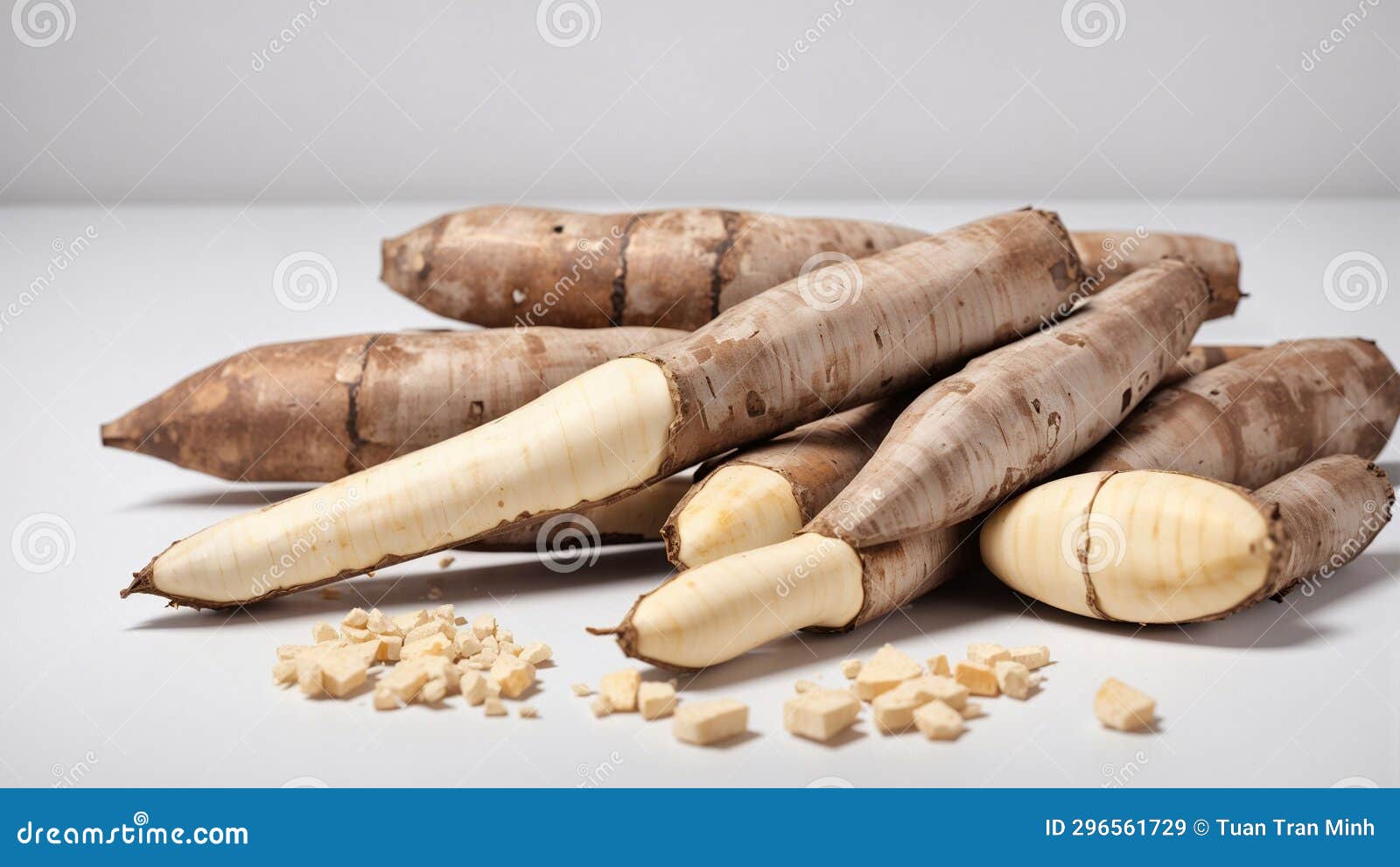 Cassava On Wood With A Blurred Green Background Stock Photography ...