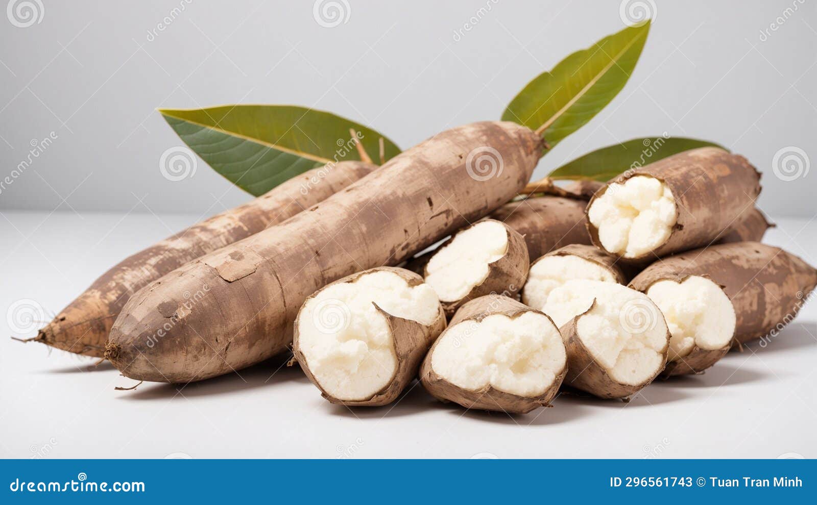 Cassava On Wood With A Blurred Green Background Stock Photography ...