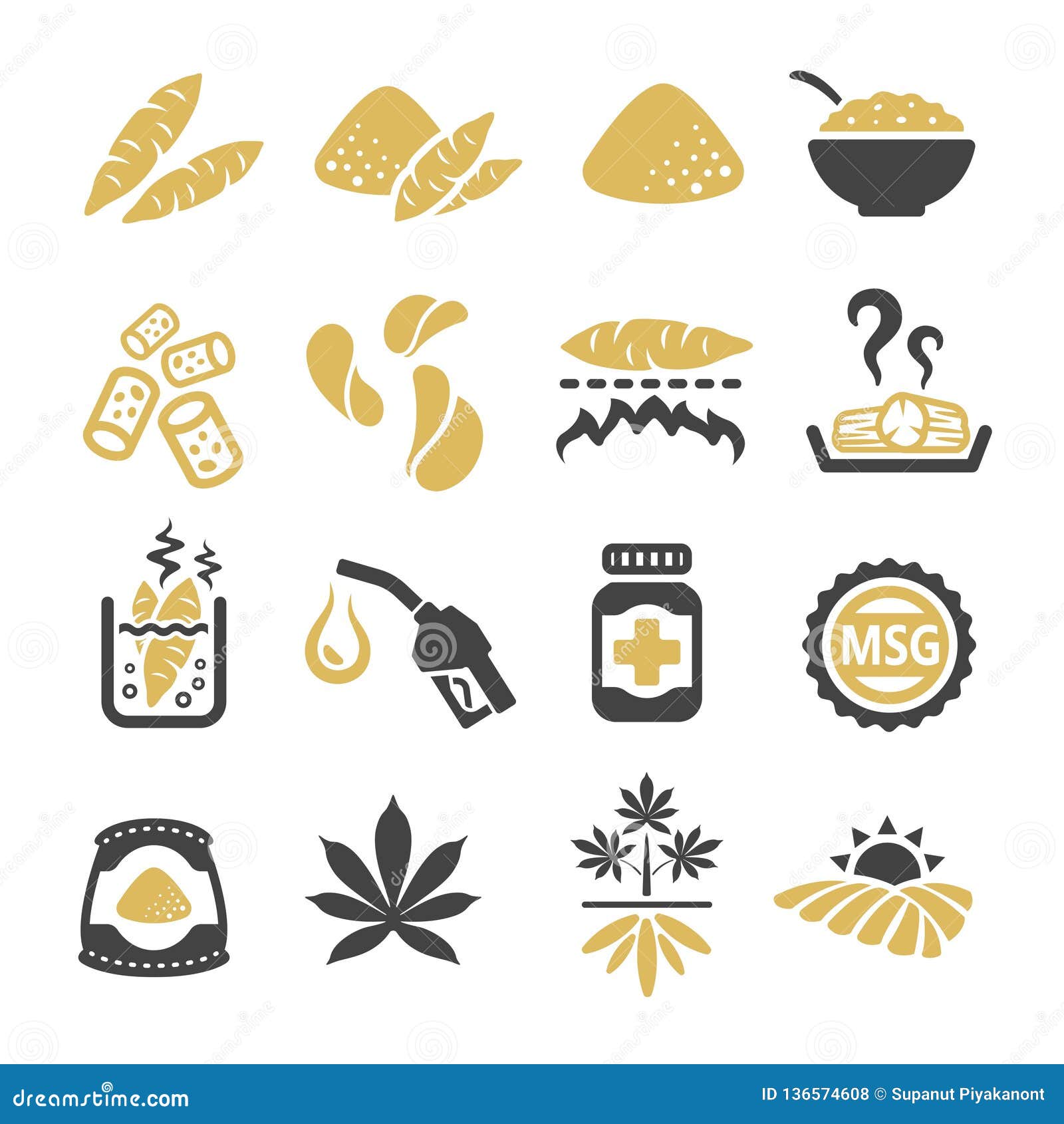 Cassava icon set stock vector. Illustration of gourmet - 136574608