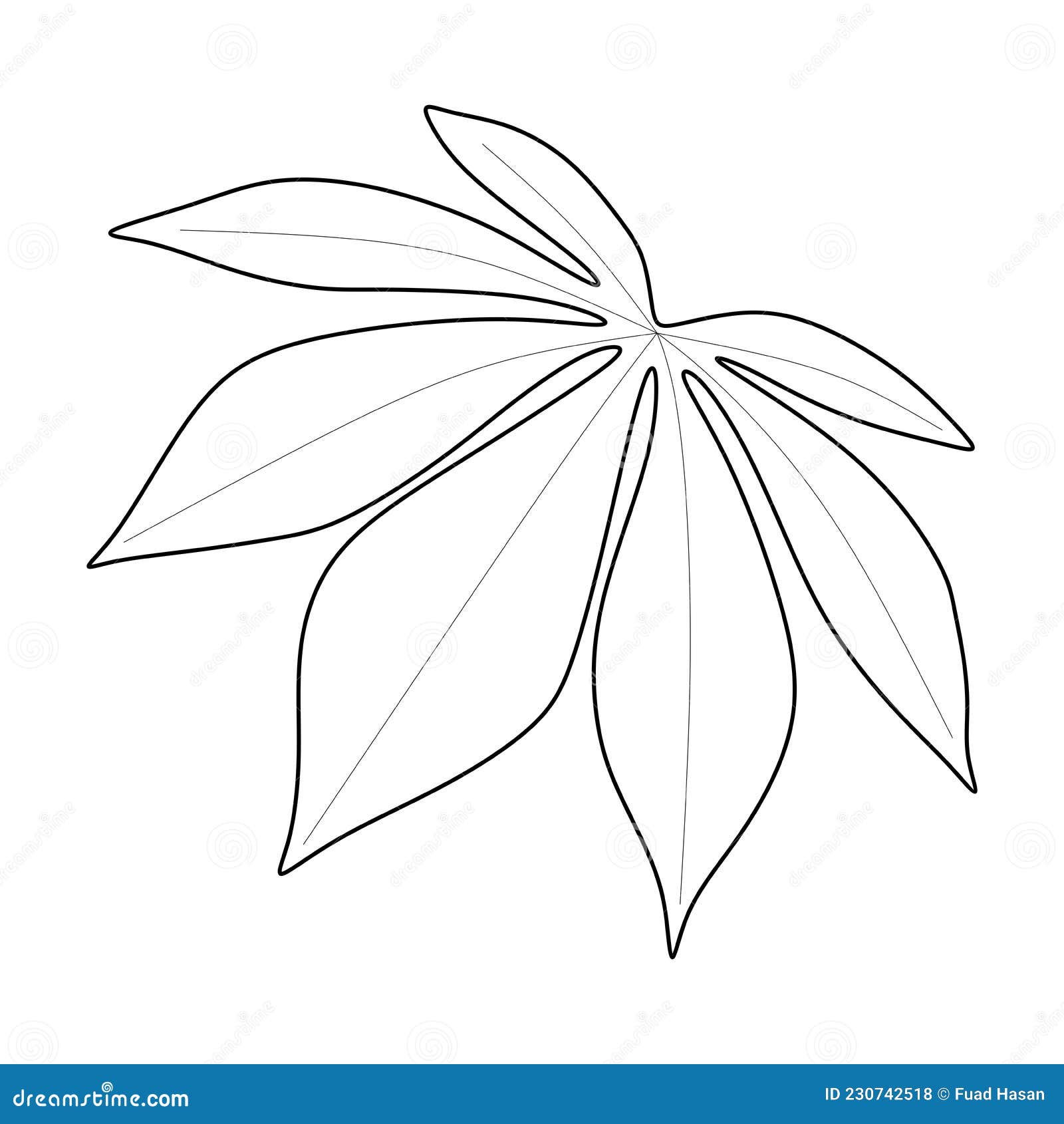 Cassava Leaf Isolated On White Background Illustration, Cassava Leaf ...