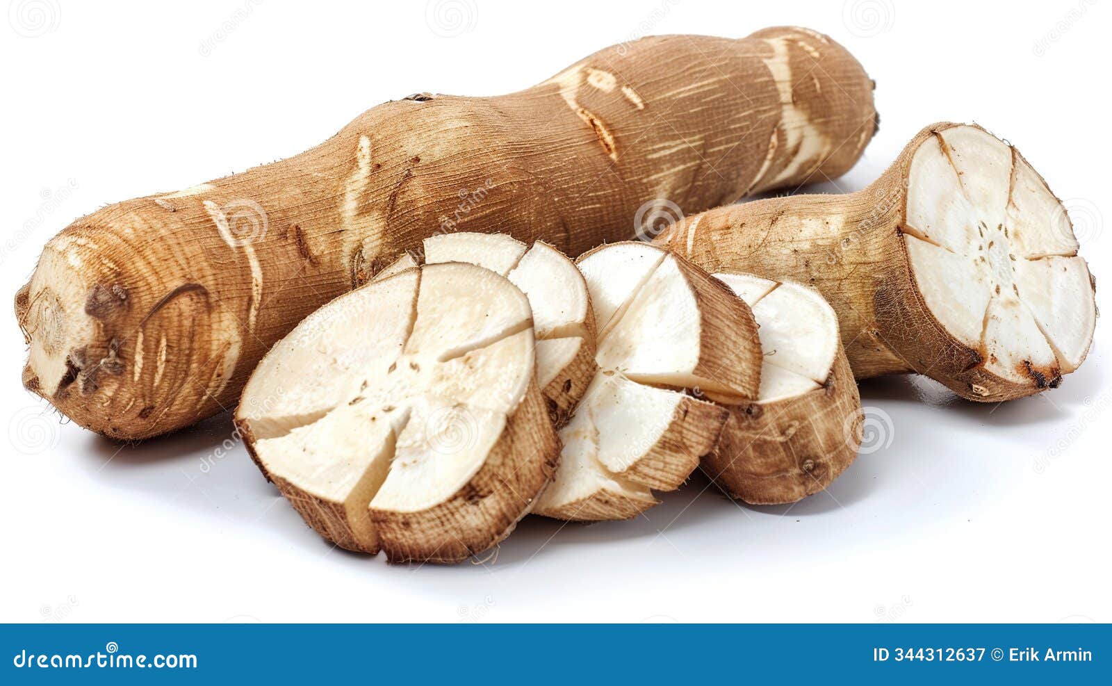 Cassava Roots With Slice Isolated On A White Background Royalty-Free ...