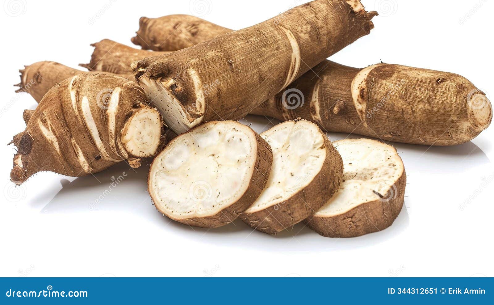 Cassava Roots With Slice Isolated On A White Background Royalty-Free ...
