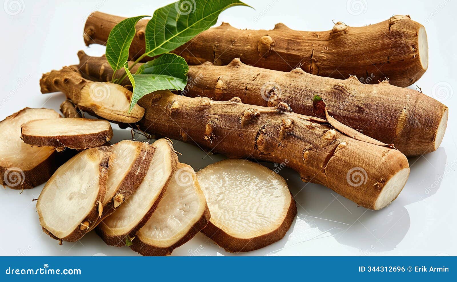 Cassava Roots with Slice Isolated on a White Background Stock ...