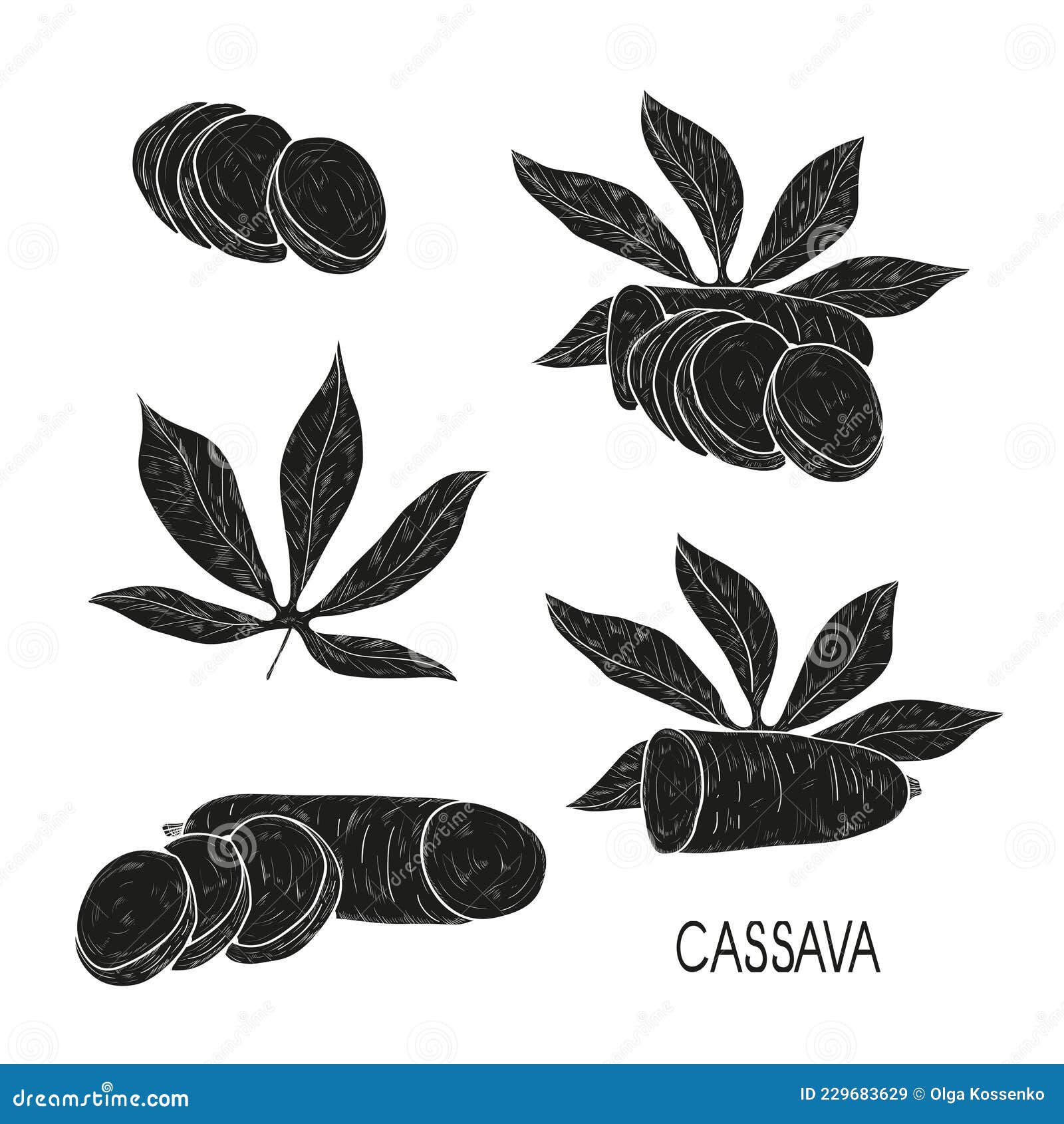 Cassava Black Silhouette, Simple Illustration - Vector | CartoonDealer ...